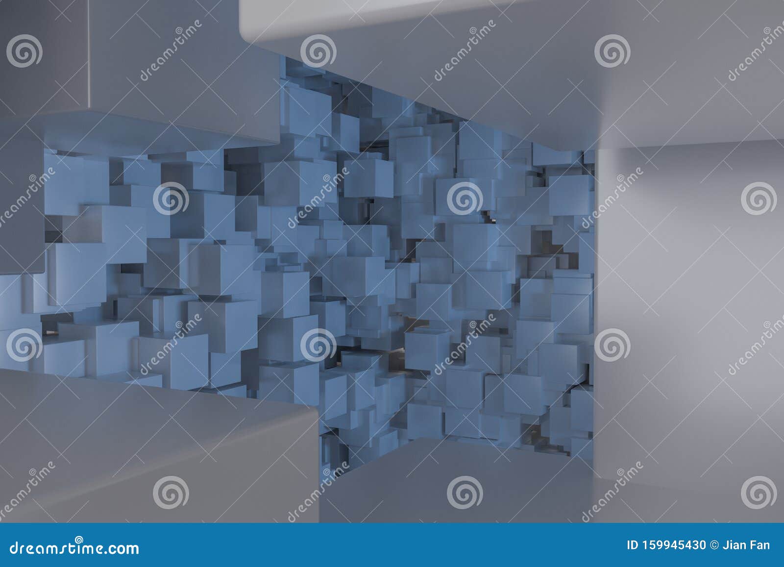 The Room Made of Cubes, in Three-dimensional Space, 3d Rendering Stock ...
