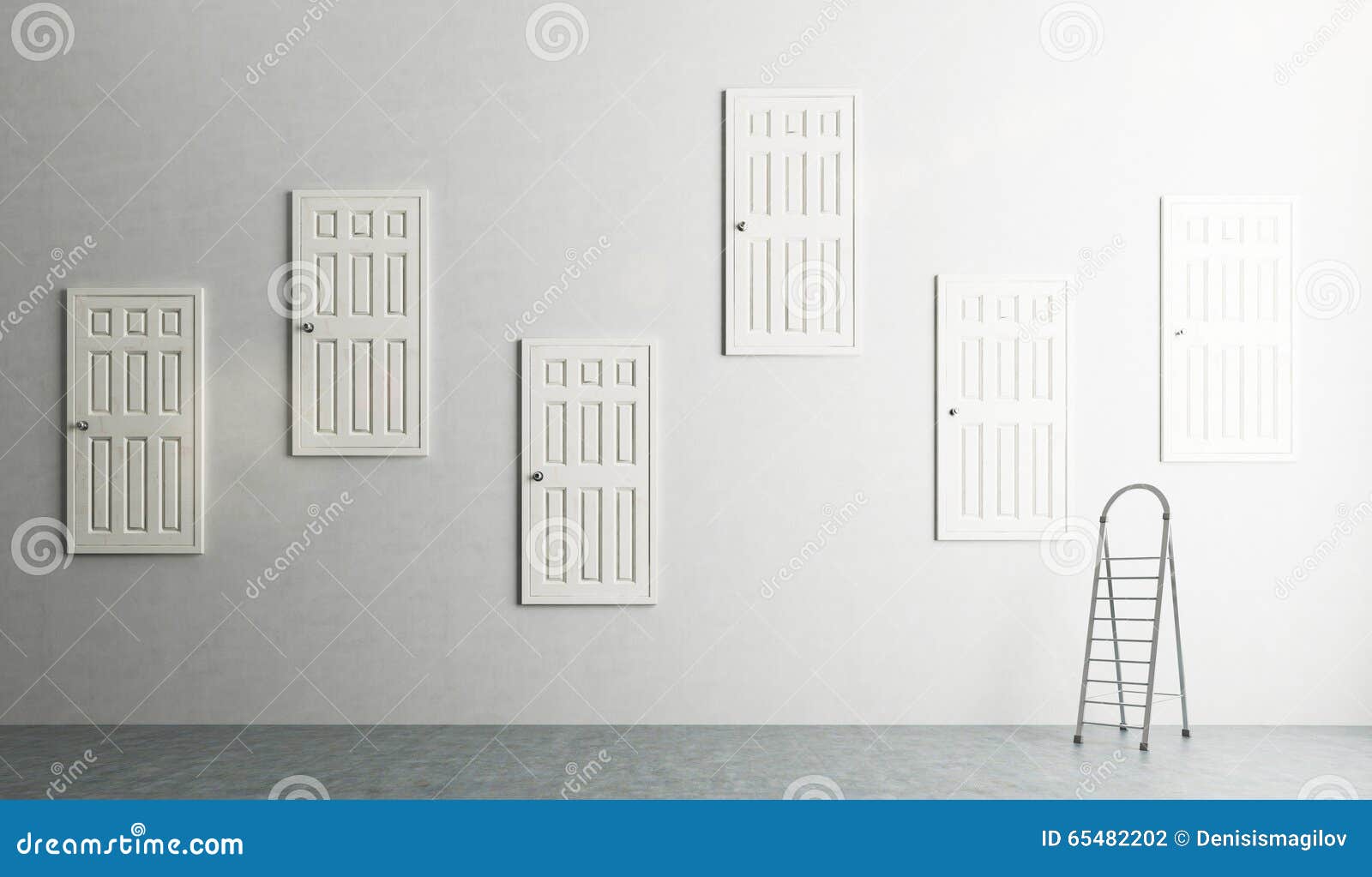 Room with many doors stock illustration. Illustration of door - 65482202