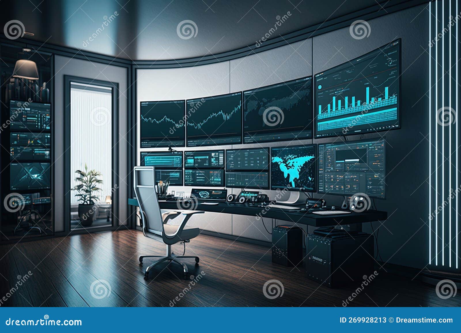 Room with Many Screens As a Trading Setup with Charts on the Screens ... Room with Many Screens As a Trading Setup with Charts on the Screens ...