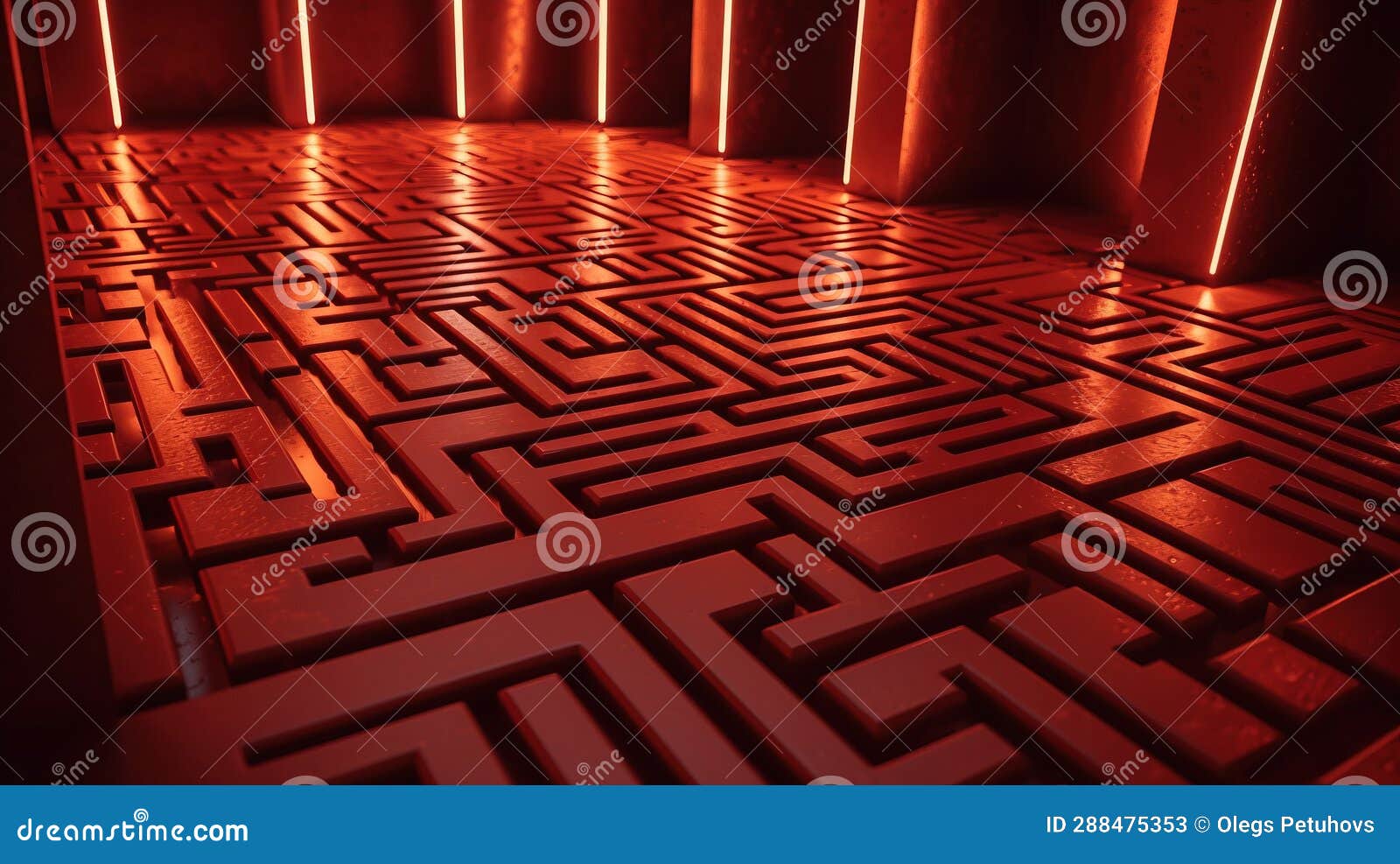 A Room with a Maze Pattern in the Middle of it Stock Illustration ...