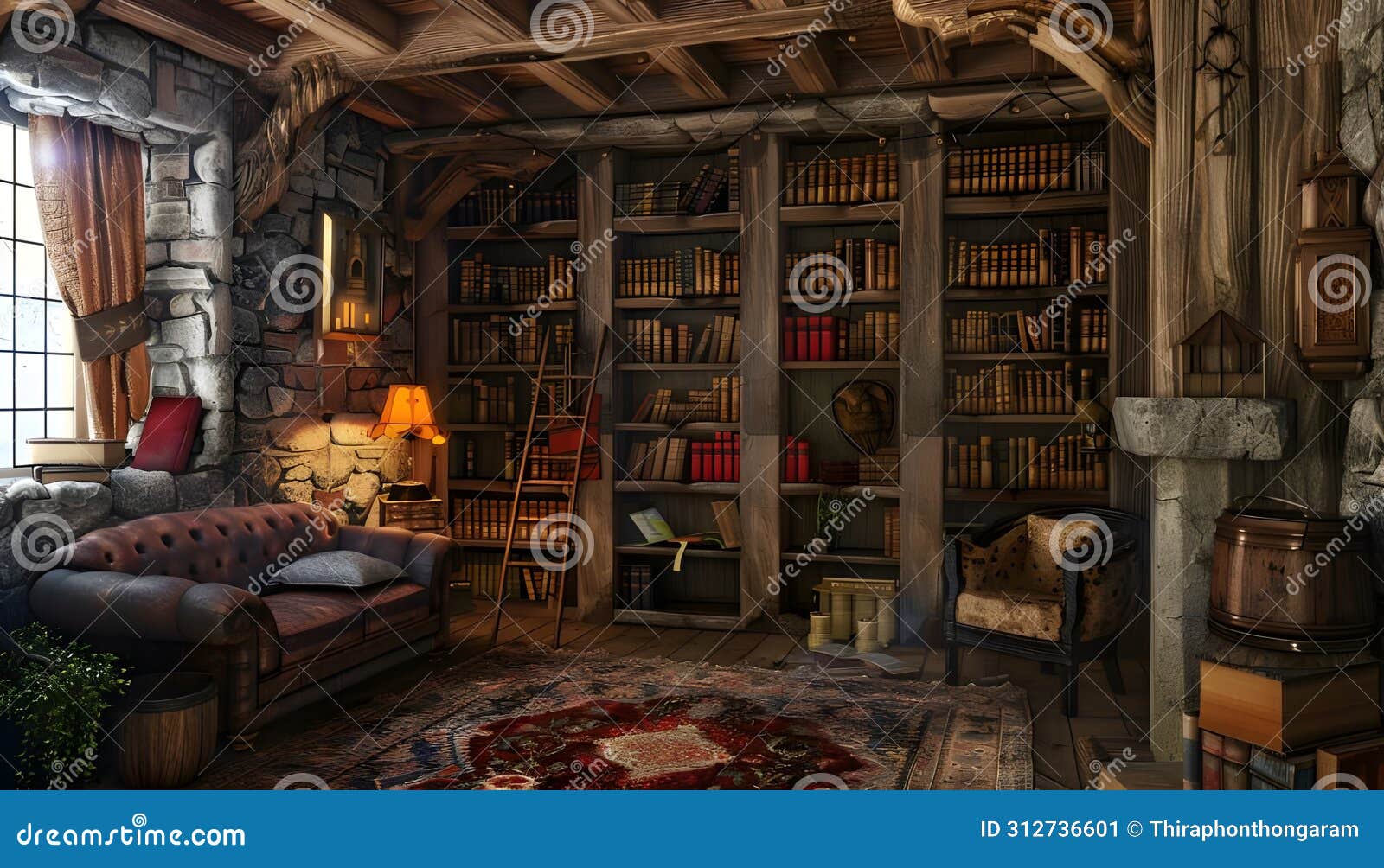 Room in a medieval fantasy stock illustration. Illustration of style ...