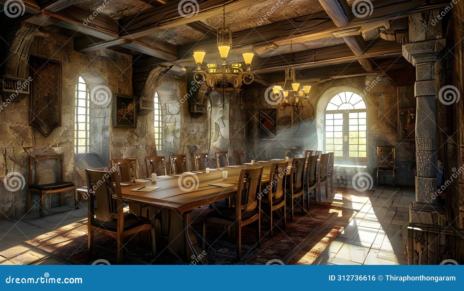 Room in a medieval fantasy stock illustration. Illustration of room ...
