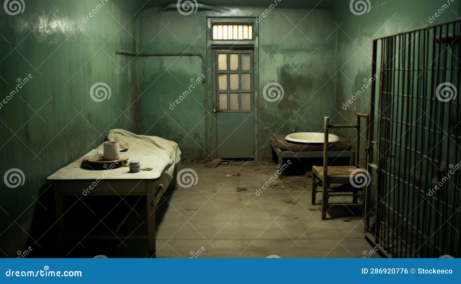 Moody Russian Prison Cell: a Captivating Photo in Light Emerald and ...