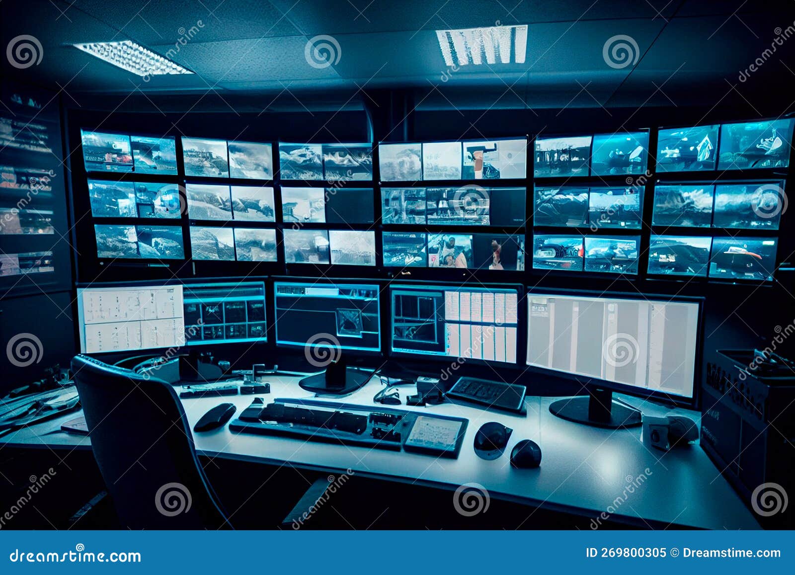 Room with Monitors for Video Surveillance. Security Concept Stock ...