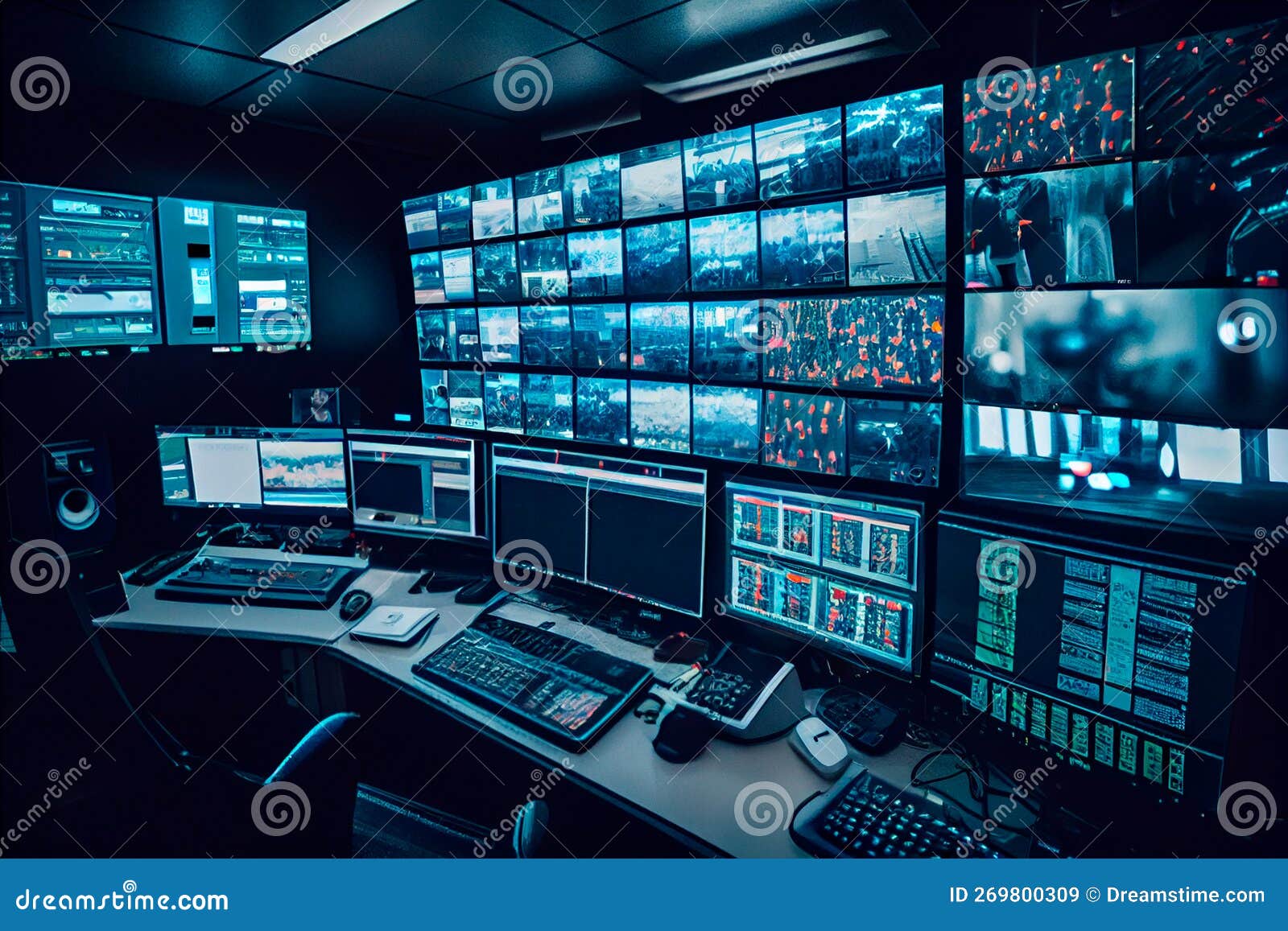 Room with Monitors for Video Surveillance. Security Concept Stock ...