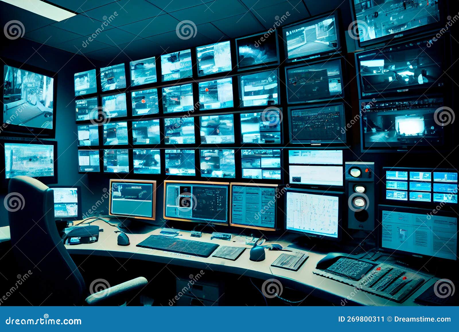 Room with Monitors for Video Surveillance. Security Concept Stock ...