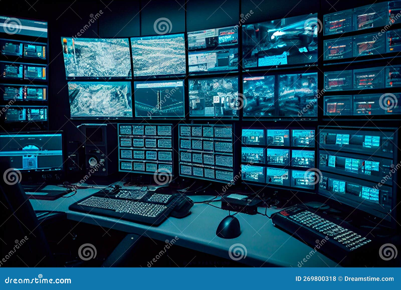 Room with Monitors for Video Surveillance. Security Concept Stock ...