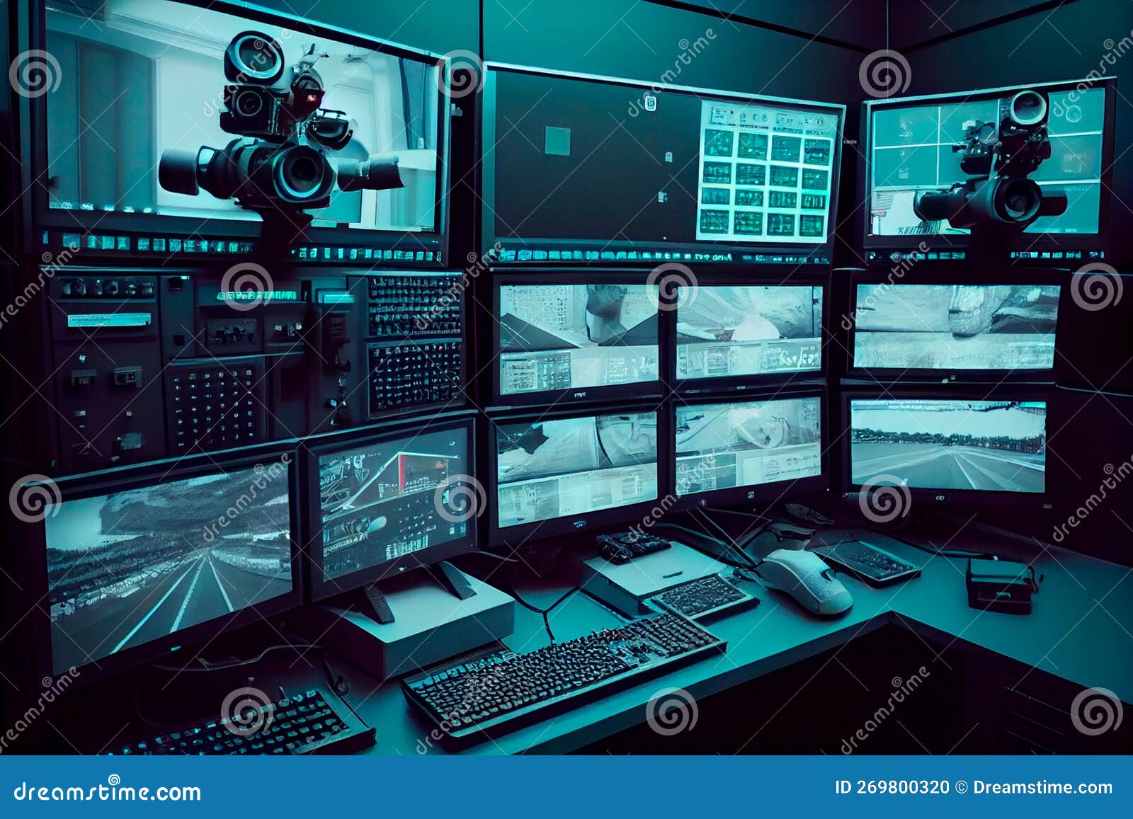 Room with Monitors for Video Surveillance. Security Concept Stock ...
