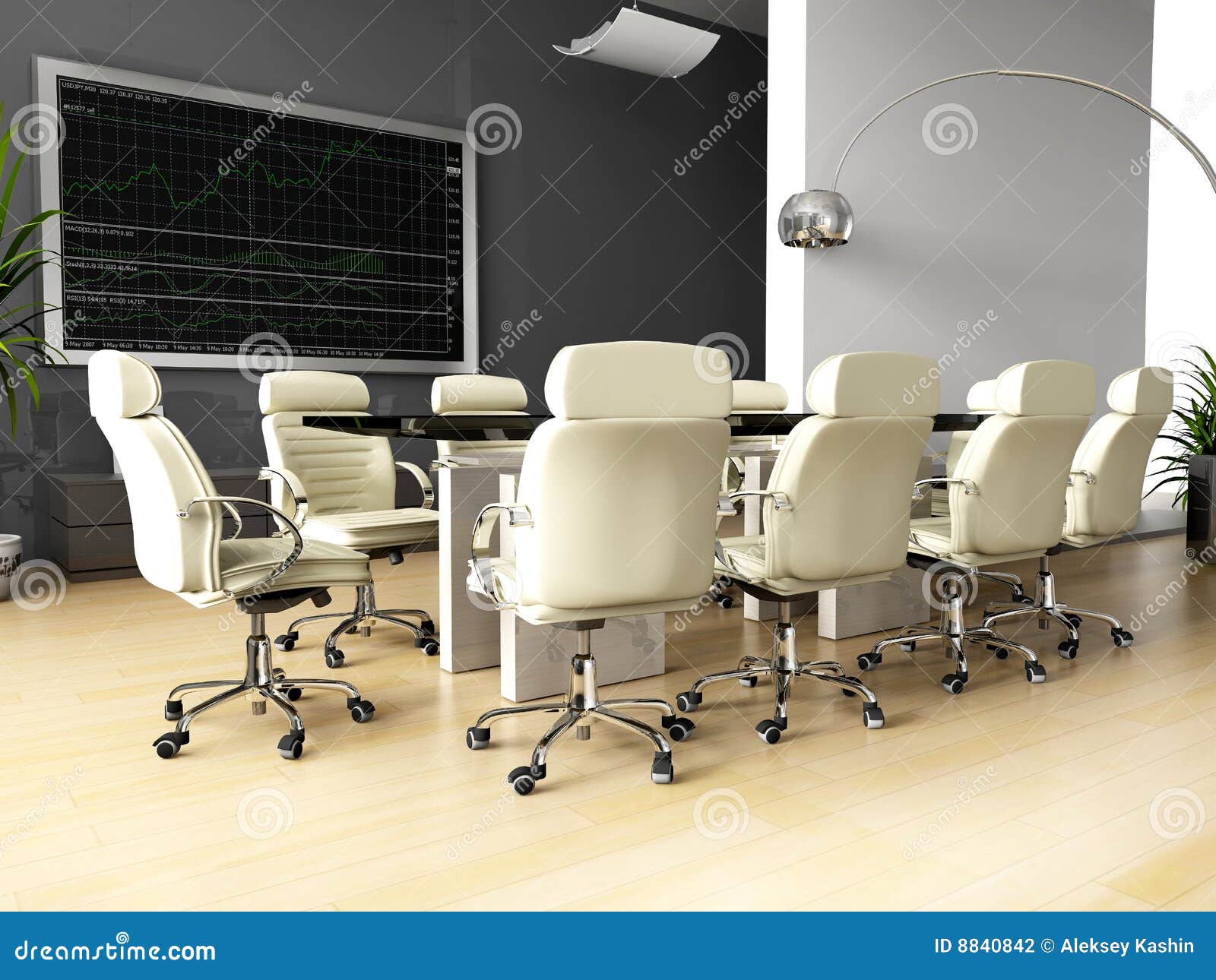 Room of Negotiation in Office Stock Illustration - Illustration of lamp ...