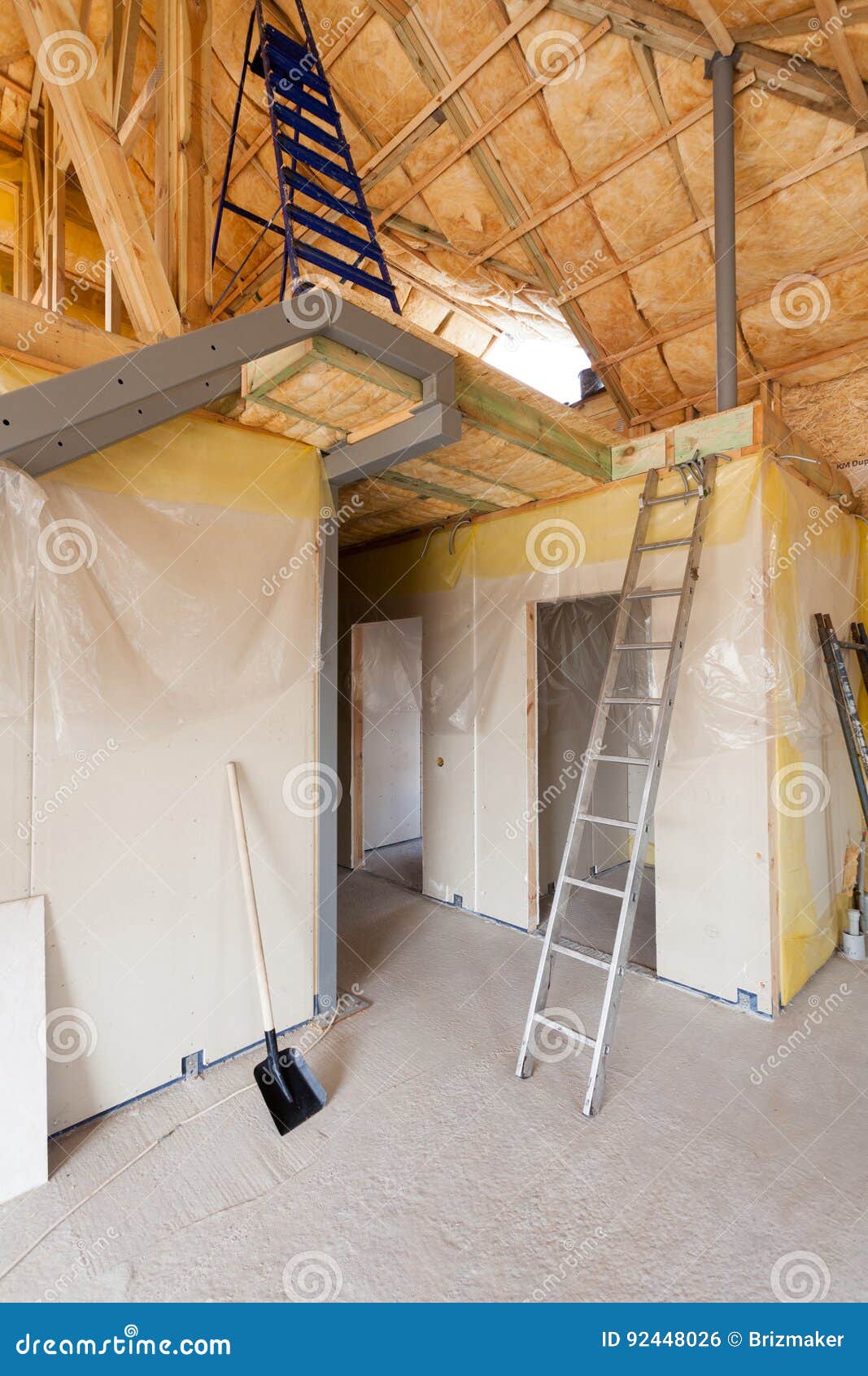 A Room at a Newly Constructed Home is Sprayed with Liquid Insulating ...