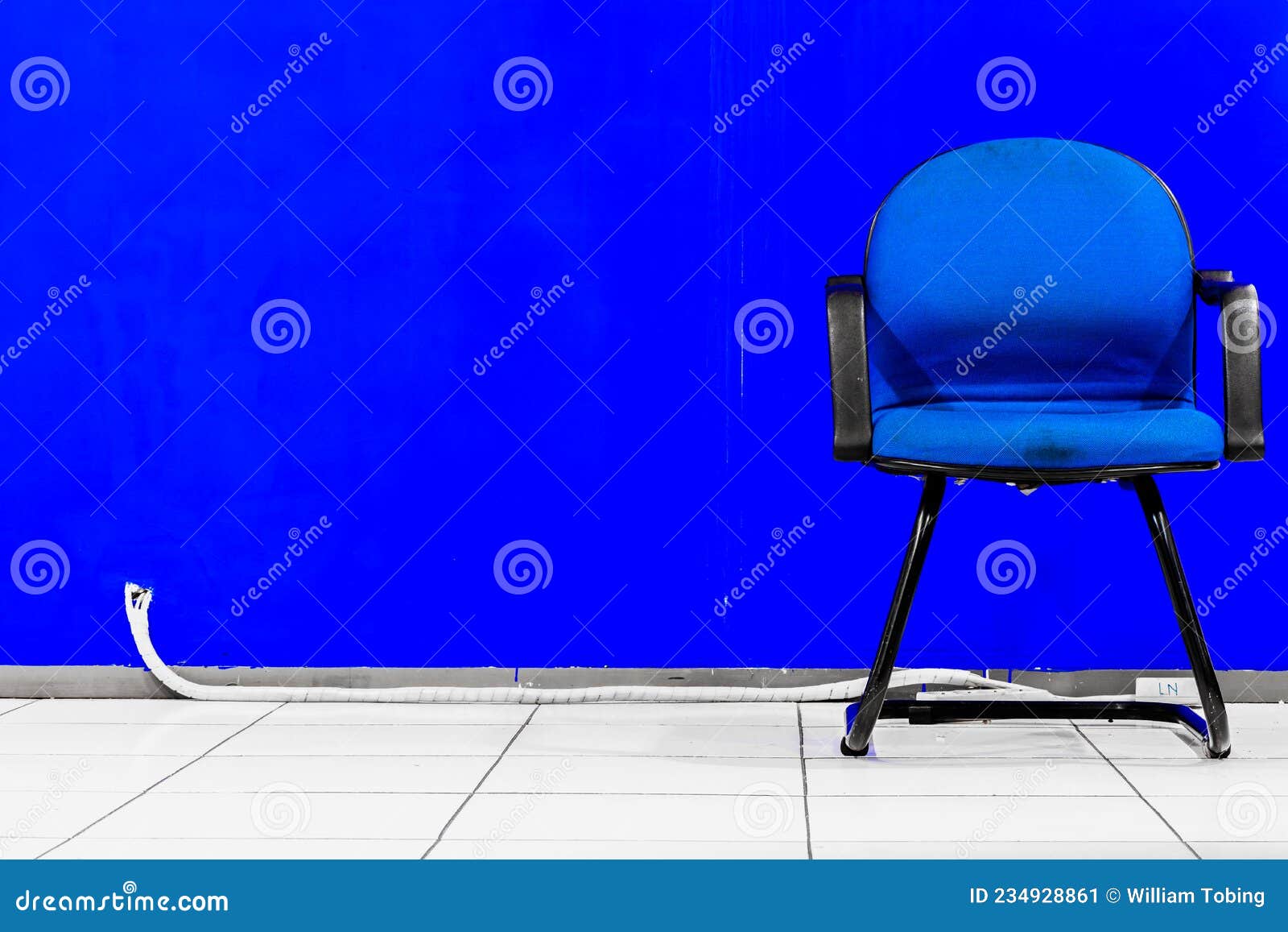 Room in Office or Home with Modern Chair and Blue Wall Background Stock ...
