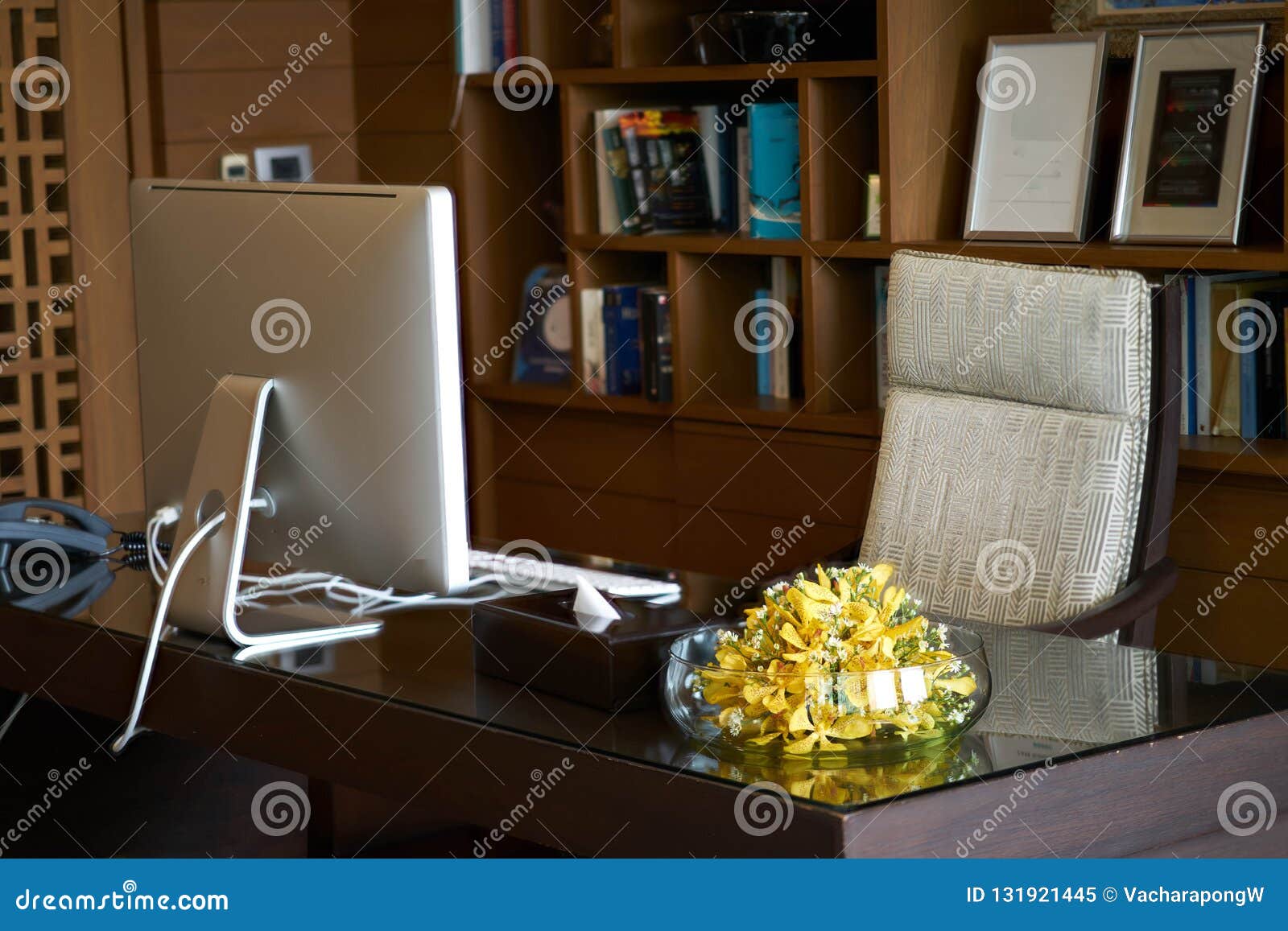 Room Office of Manager or Headmaster Include Computer Armchair V Stock ...