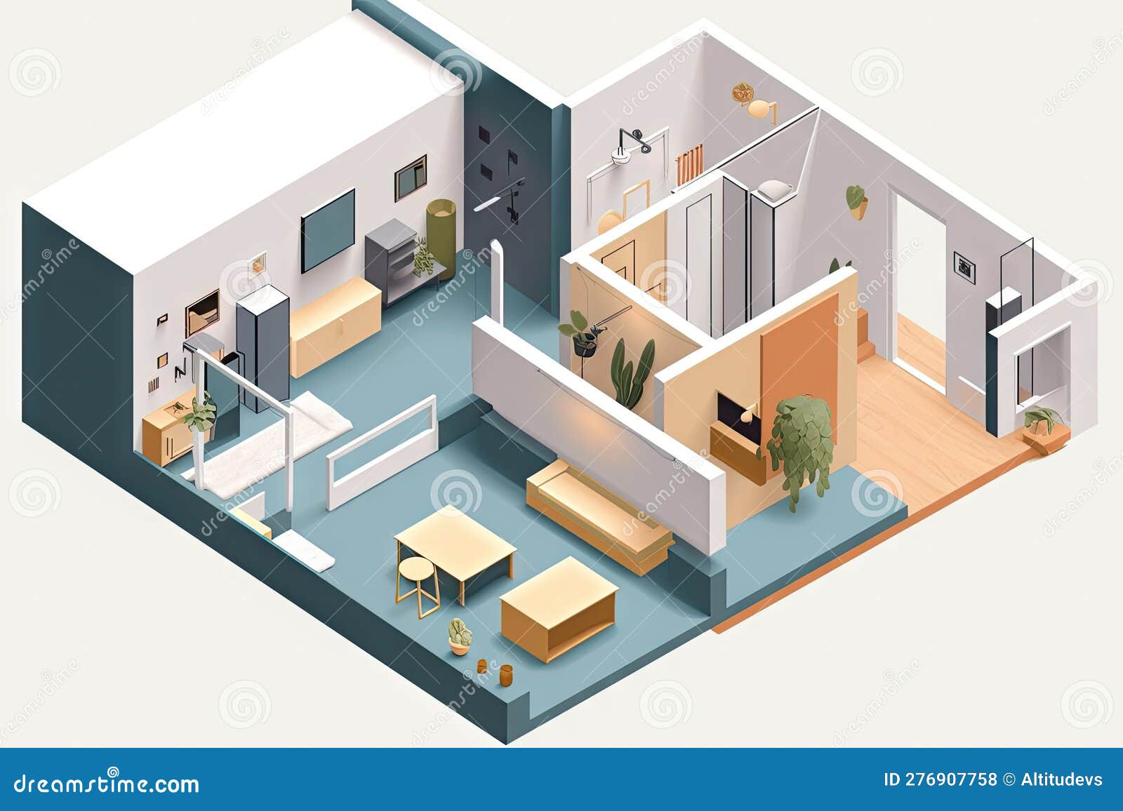 Isometric And Axonometric Floor Plans Of Modern Office Building, With ...