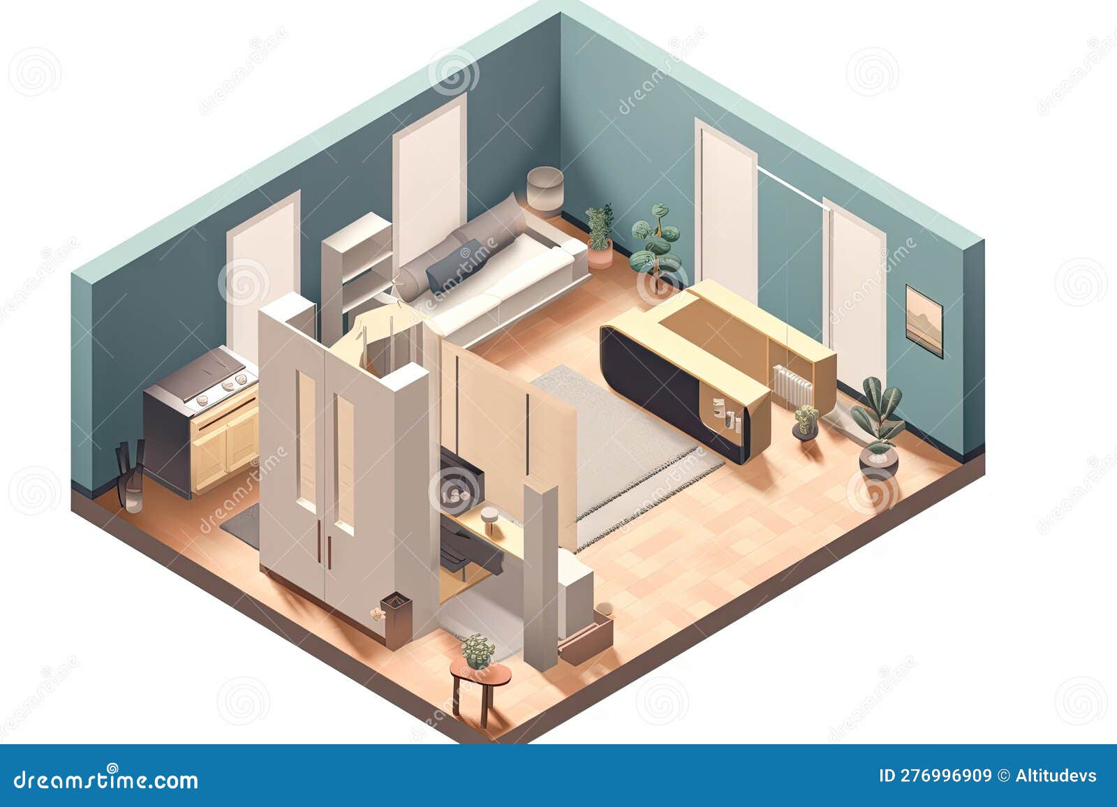 Isometric And Axonometric Floor Plans Of Modern Office Building, With ...