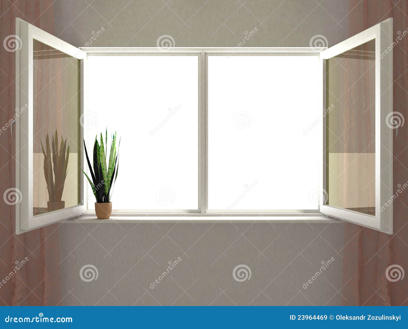 A room with an open window stock illustration. Illustration of ...