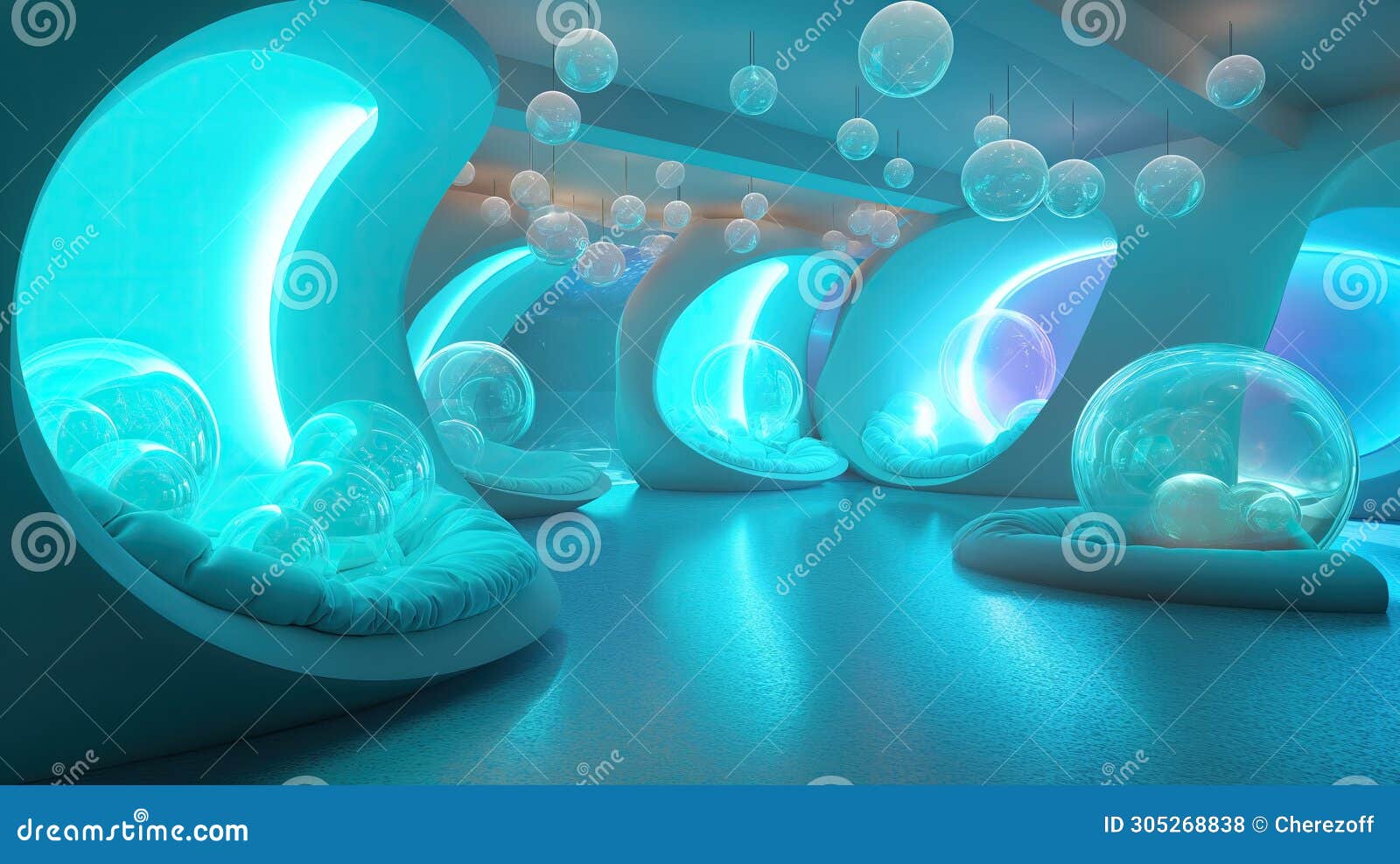 A Room with Organic Shapes Made of Glowing Spheres Stock Photo - Image ...