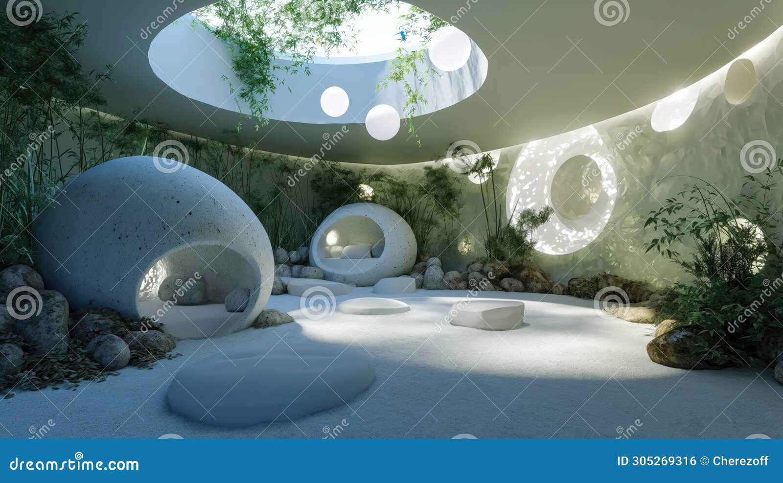 A Room with Organic Shapes Made of Glowing Spheres Stock Photo - Image ...