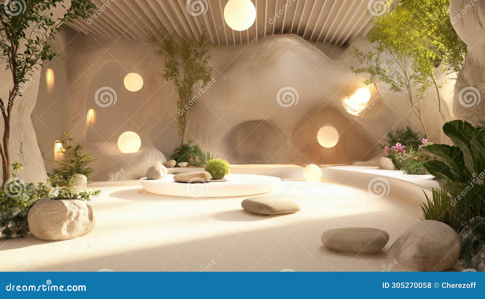A Room with Organic Shapes Made of Glowing Spheres Stock Photo - Image ...