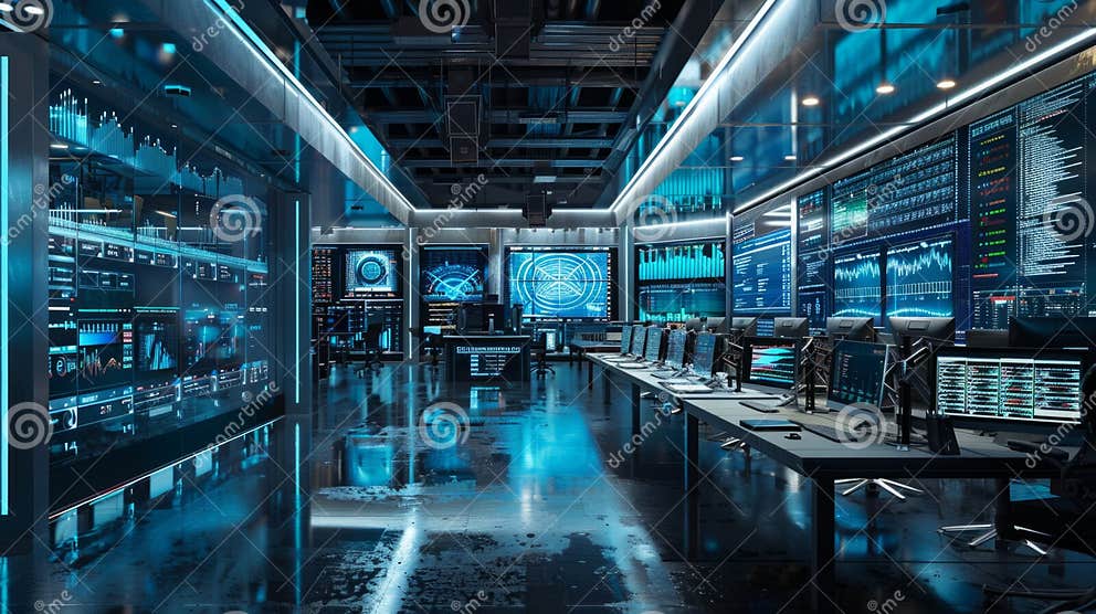 Room Filled with Computers and Monitors Stock Photo - Image of network ...