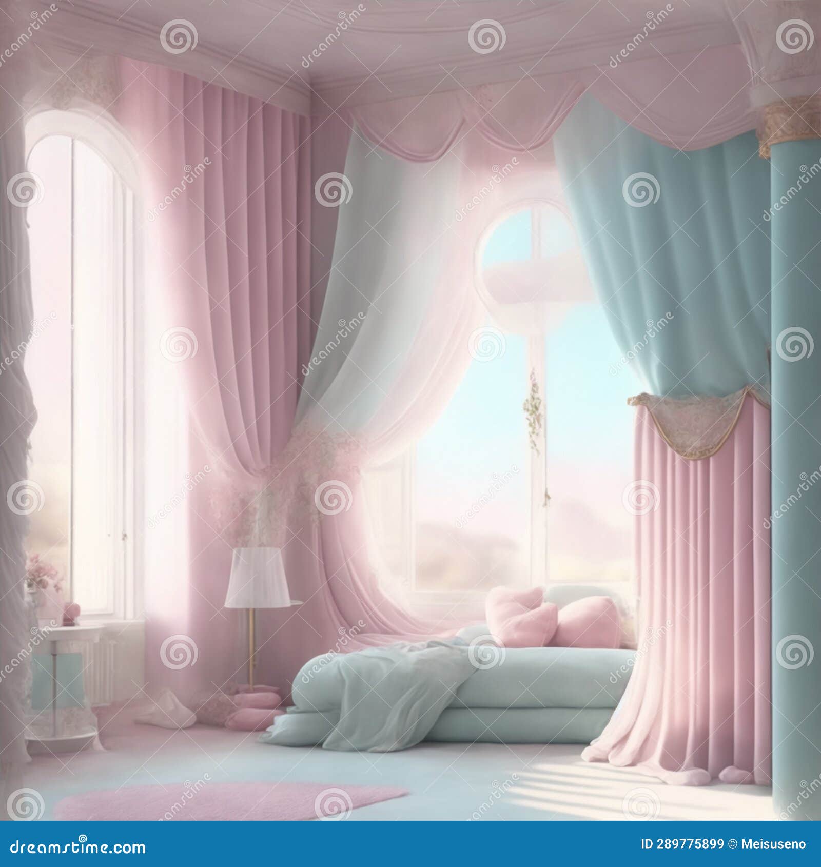 Room in Pastel Colors with Curtains Illustration Stock Illustration ...