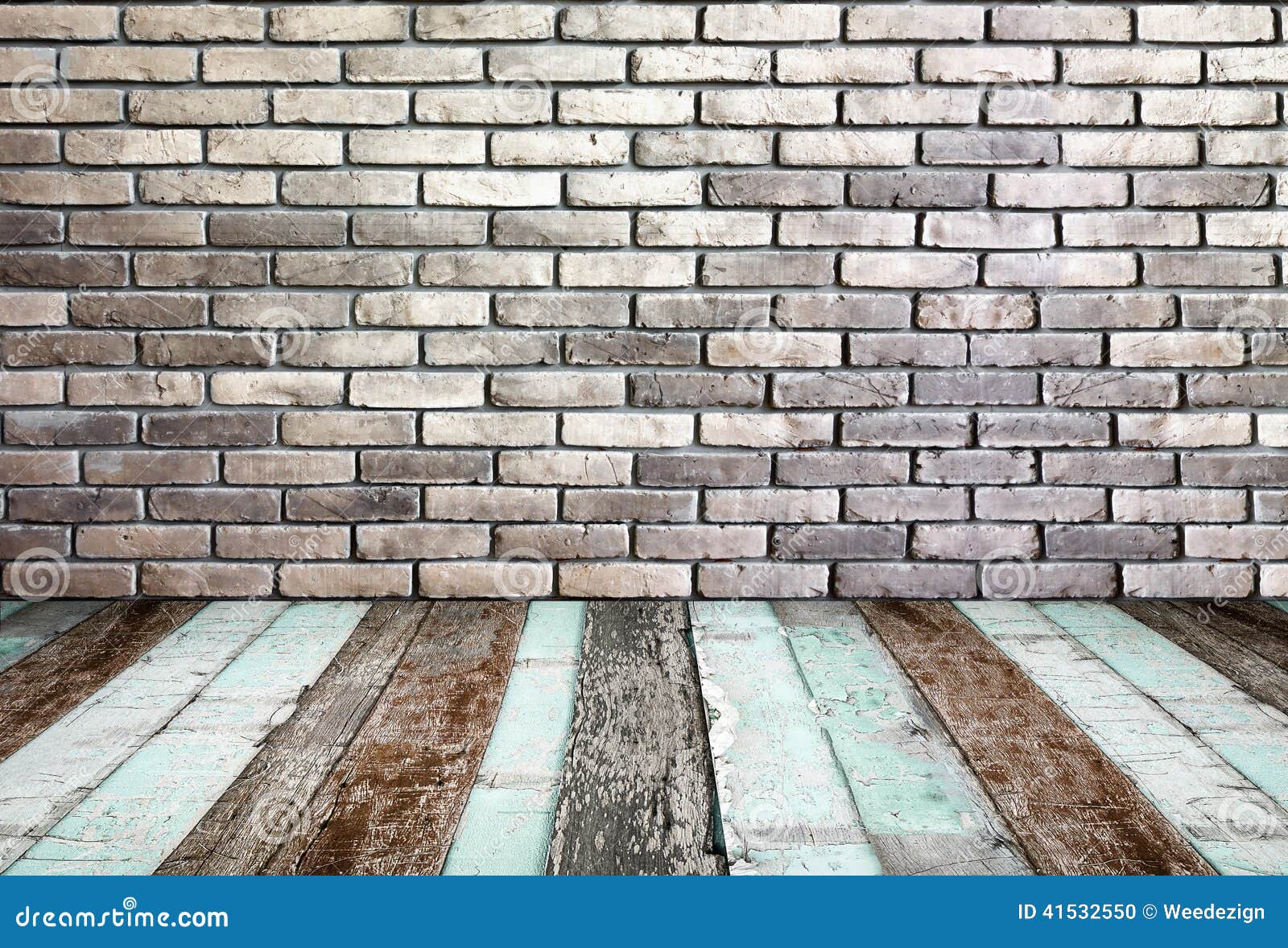 Room Perspective,Grunge Brick Wall and Wood Ground Stock Photo - Image ...