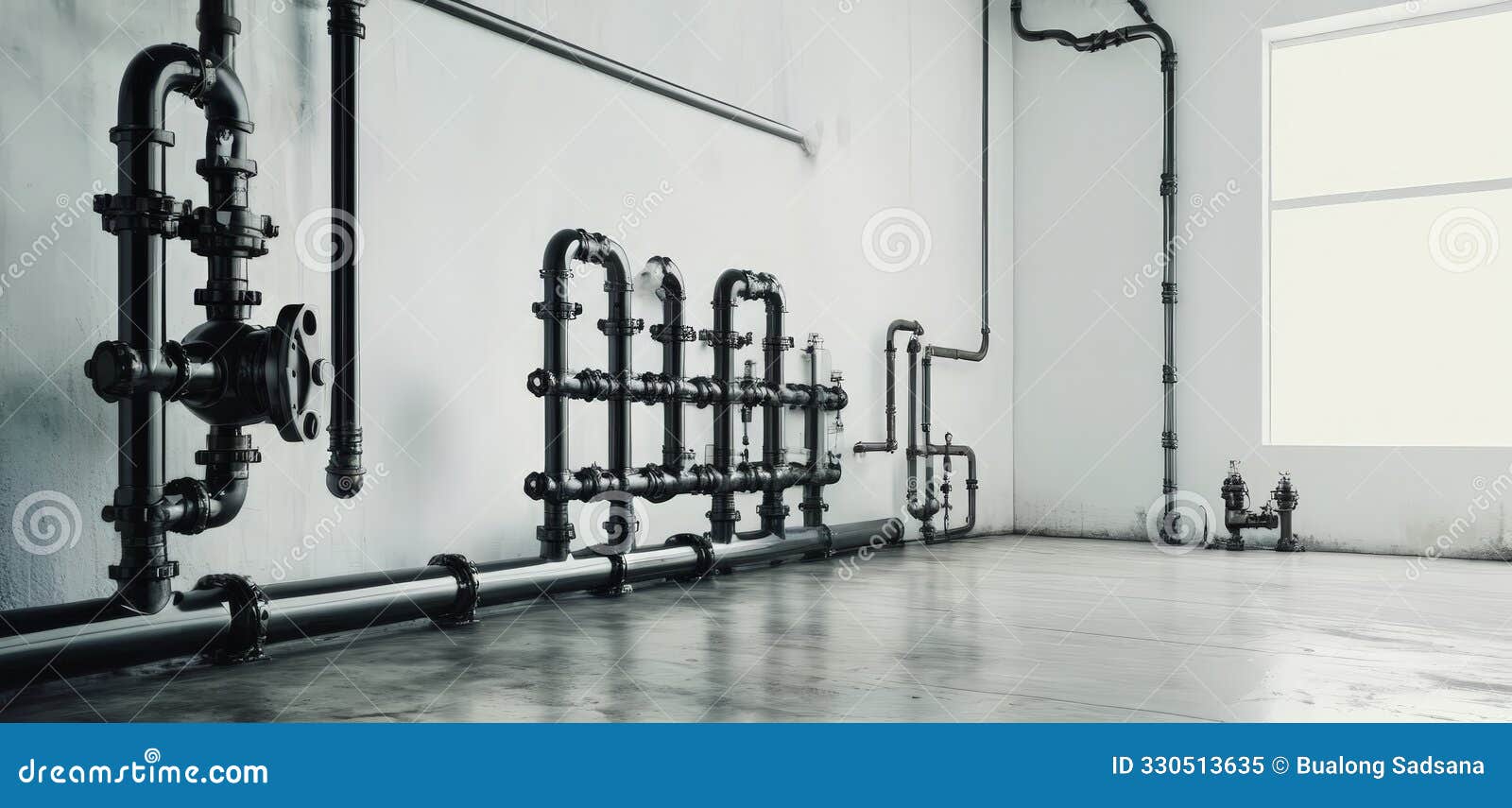 Room with pipes and in it stock illustration. Illustration of ...