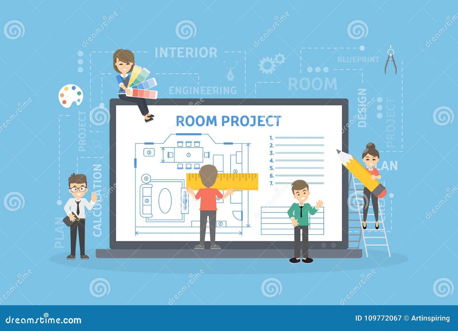 Room project plan. stock vector. Illustration of floor - 109772067