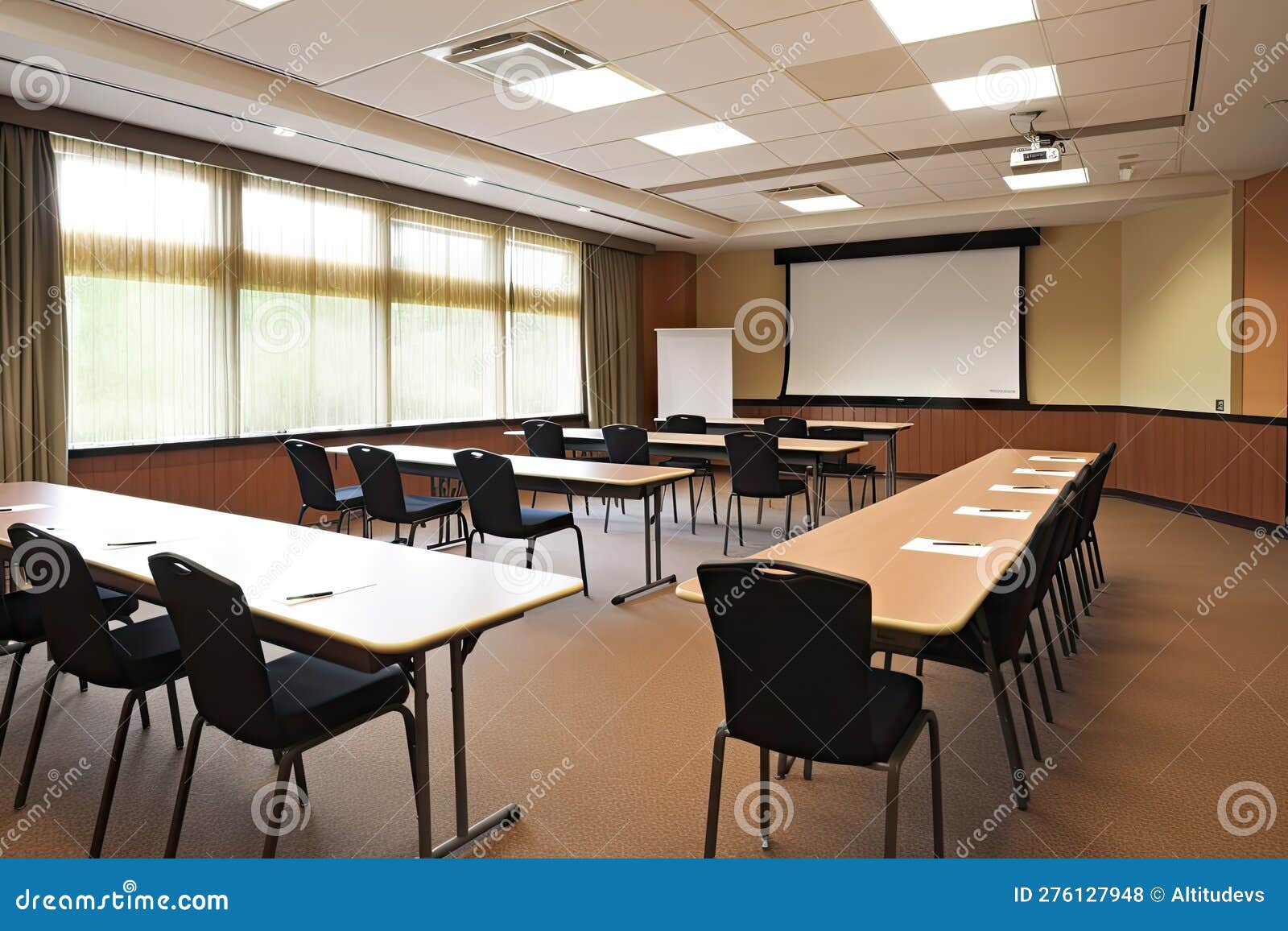 Room with Projector and Screen for Presentation or Training Stock ...