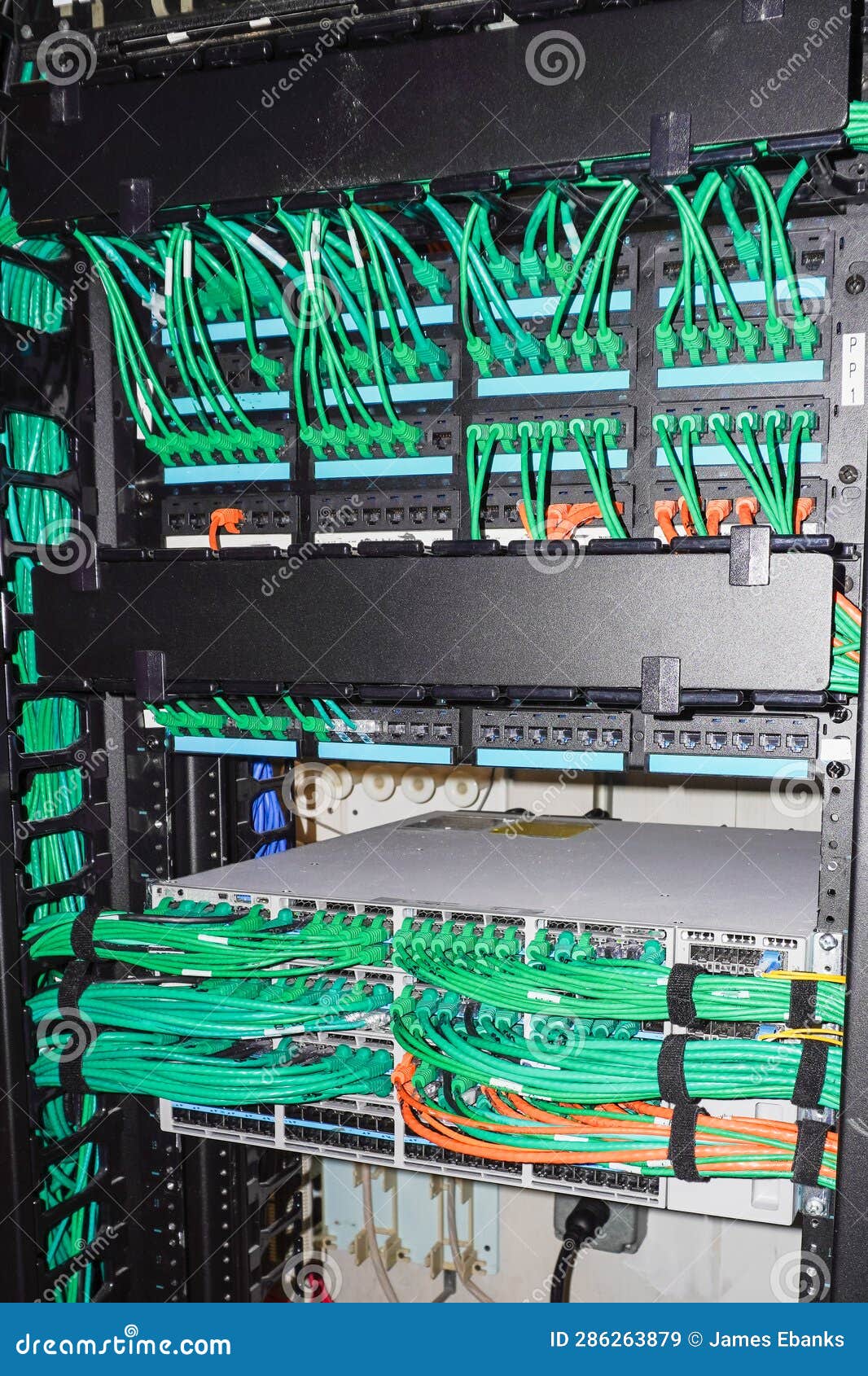 It Room Rack with Server Equipment and Cables Stock Image - Image of ...