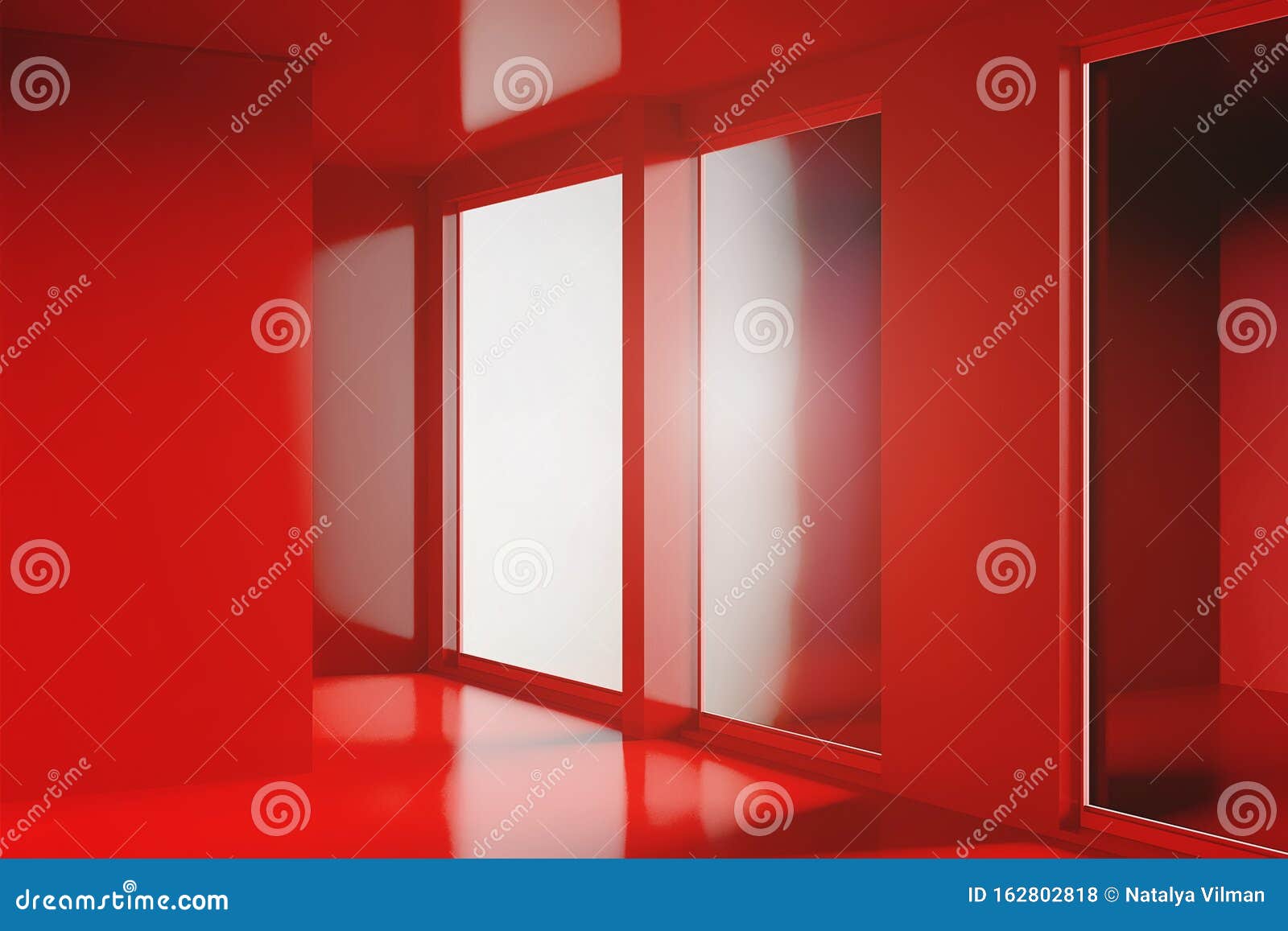 A Room with Red Walls. Modern Interior, 3d Render Stock Illustration ...