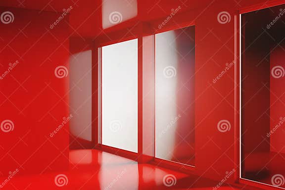 A Room with Red Walls. Modern Interior, 3d Render Stock Illustration ...