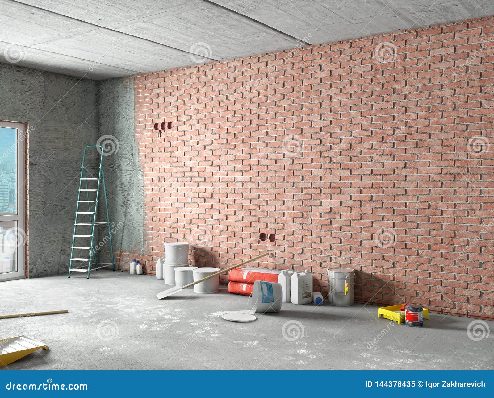 Room Repair 3d Illustration Stock Illustration - Illustration of indoor ...