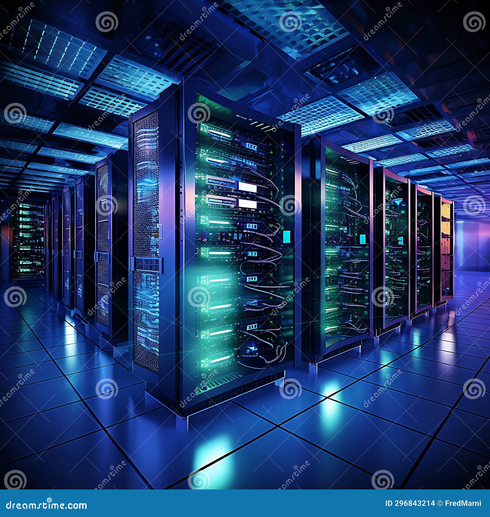 A Room with Rows of Computer Servers Stock Illustration - Illustration ...