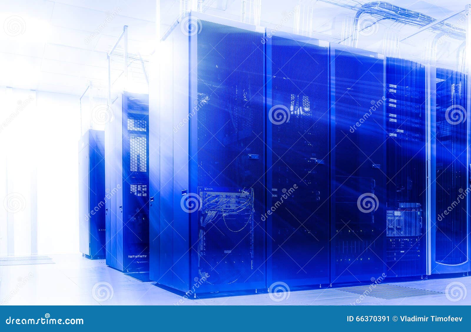 Room with Rows of Server Hardware Stock Image - Image of communication ...