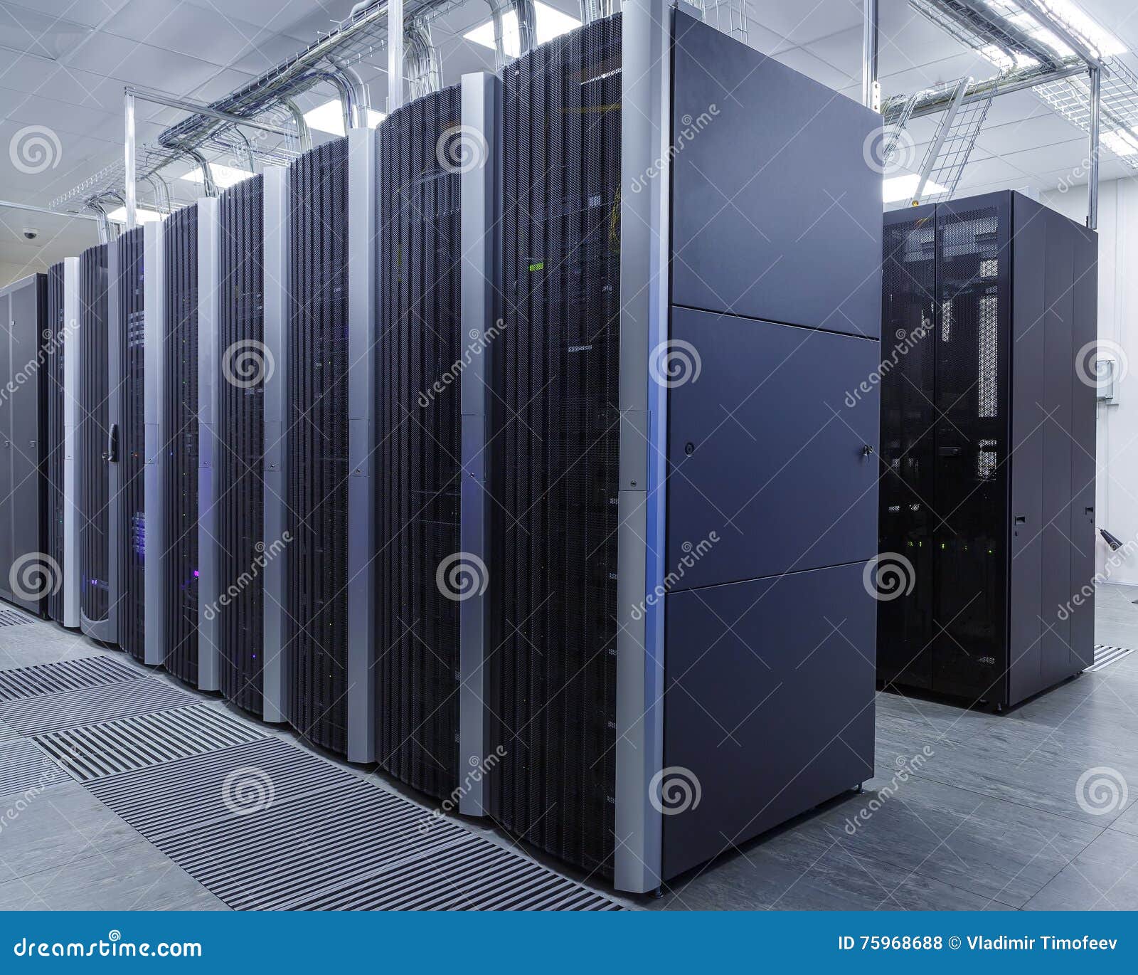 Room with Rows of Server Hardware in the Data Center Stock Photo ...