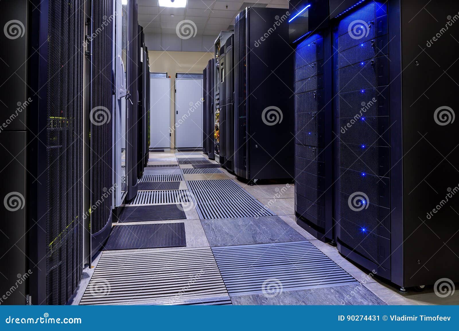 Room with Rows of Server Hardware in Data Center Stock Image - Image of ...