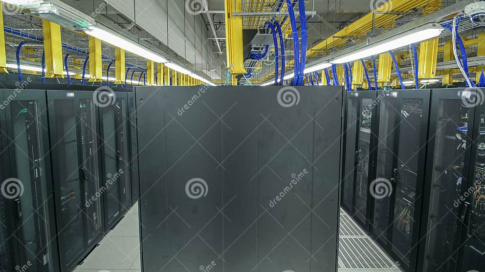 Room with Rows of Server Hardware in Data Center Timelapse Hyperlapse ...