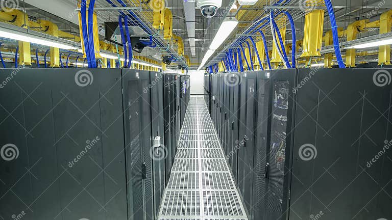 Room with Rows of Server Hardware in Data Center Timelapse Hyperlapse ...
