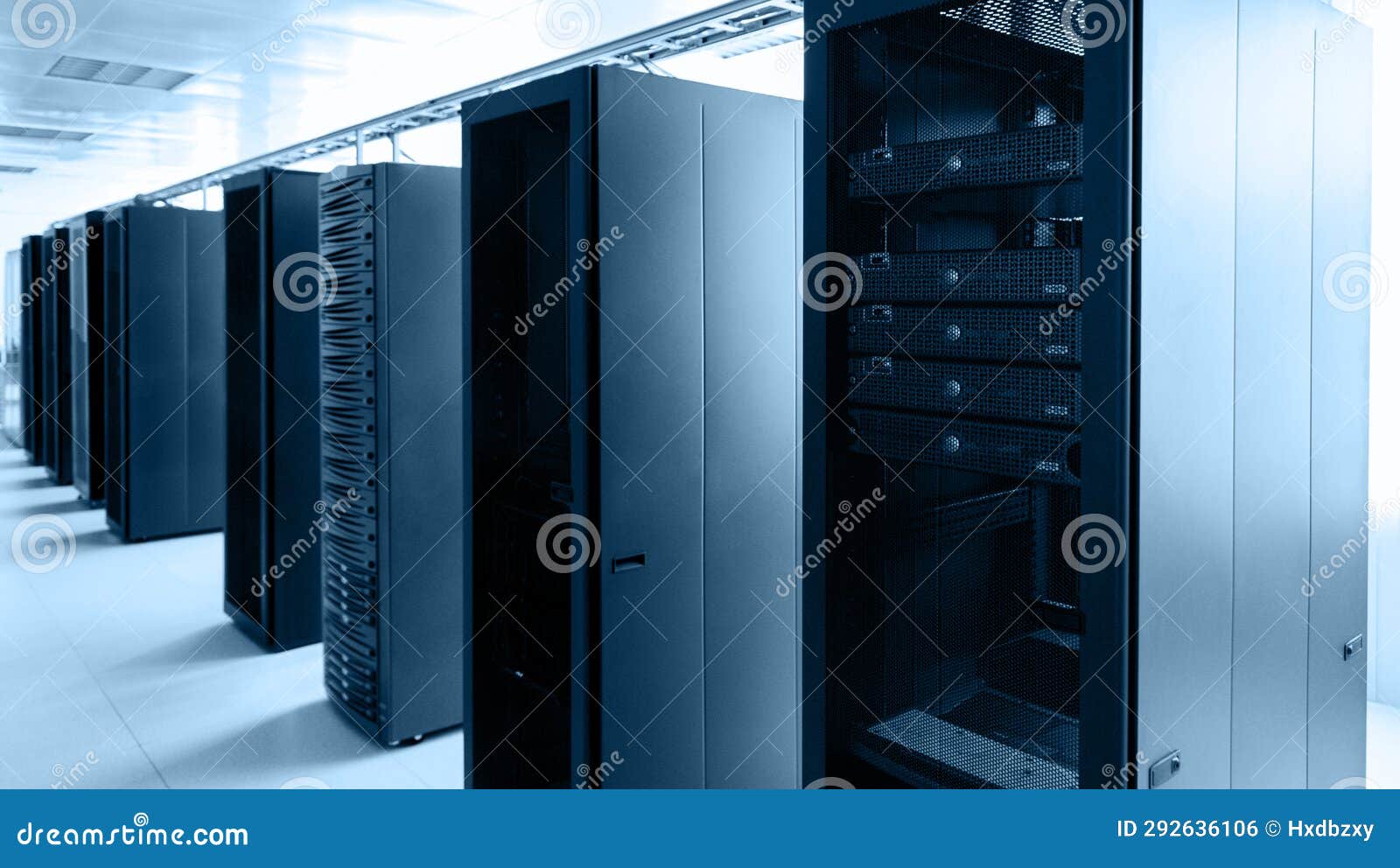 Room with Rows of Server Hardware Stock Photo - Image of business ...
