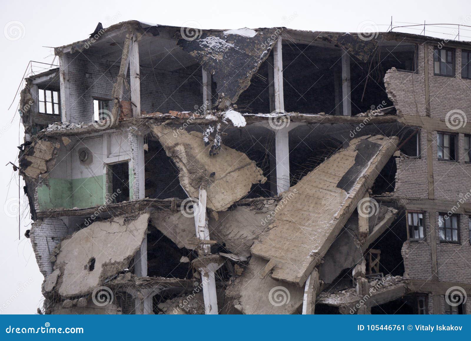Room Sections In The Half-destroyed Building. The Collapse Of The Wall ...