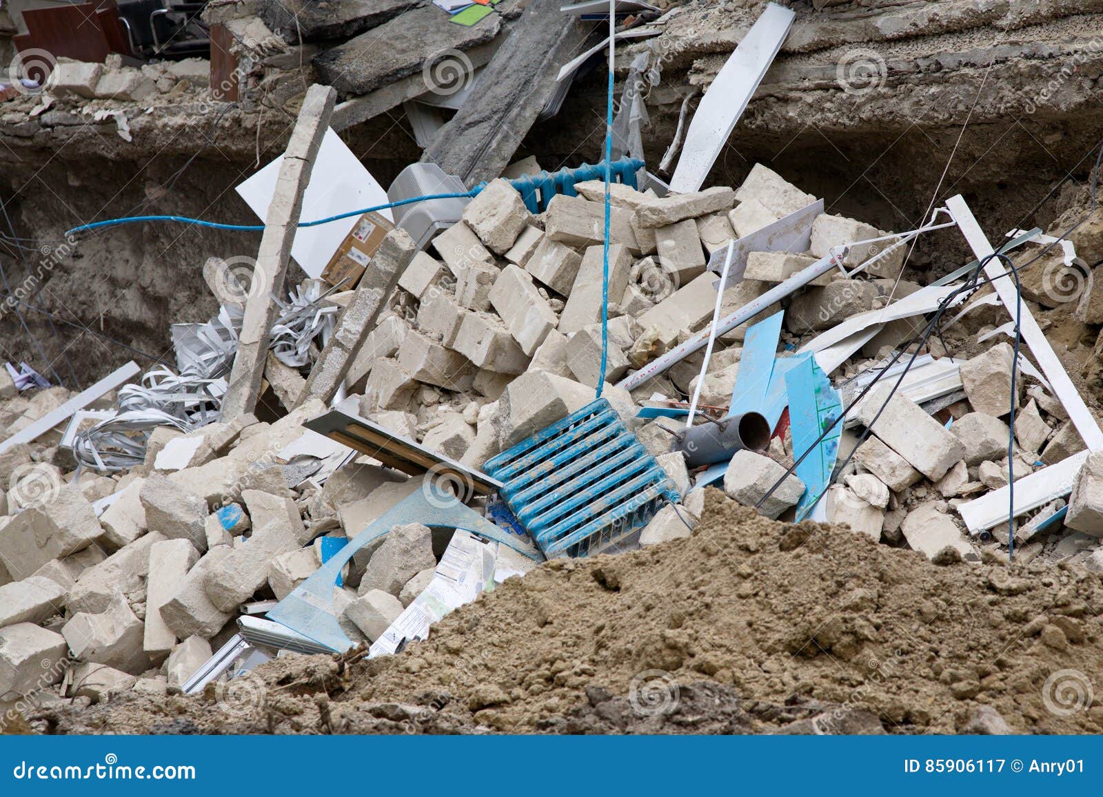 Room Sections in the Half-destroyed Building Stock Image - Image of ...