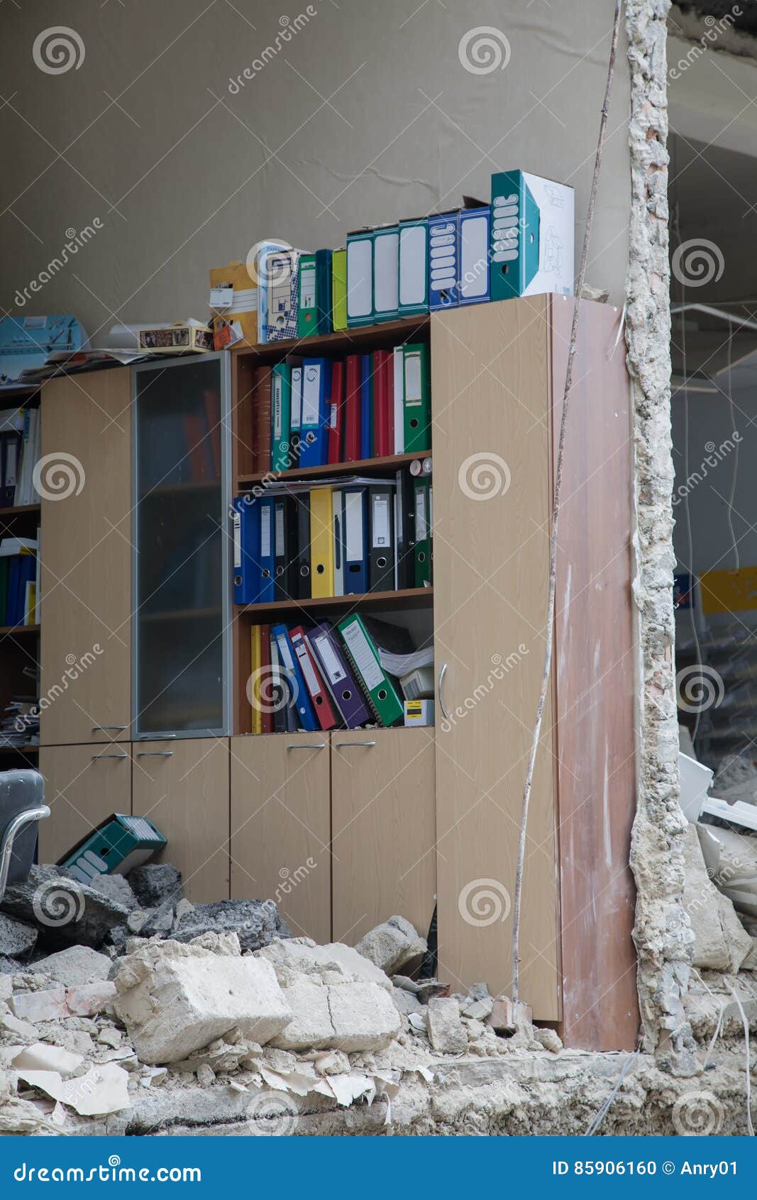 Room Sections In The Half-destroyed Building. The Collapse Of The Wall ...