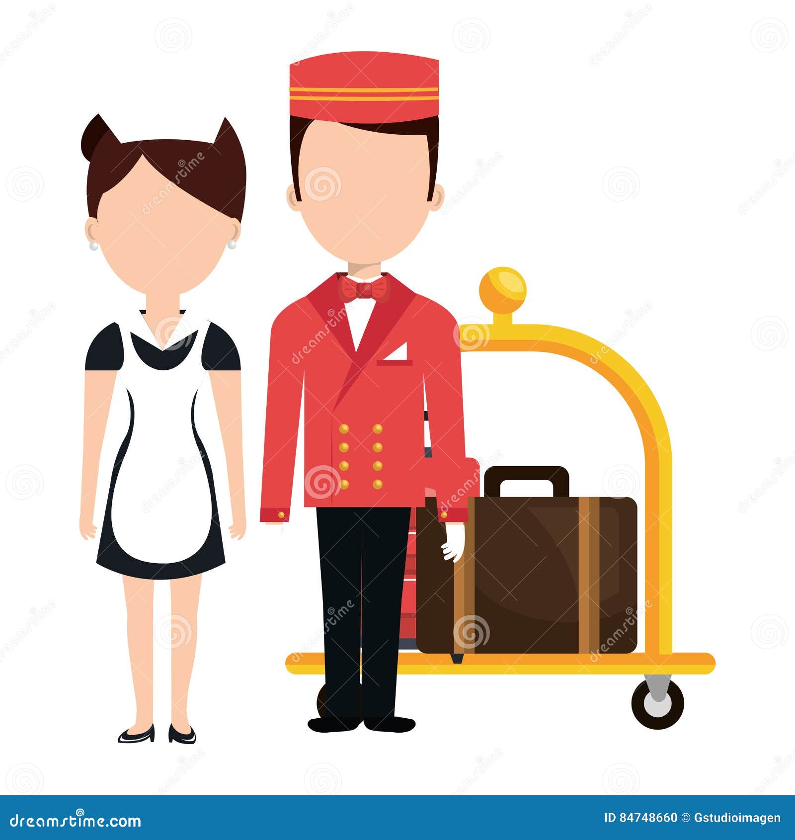 Room Service and Bellboy Character Hotel Stock Illustration ...