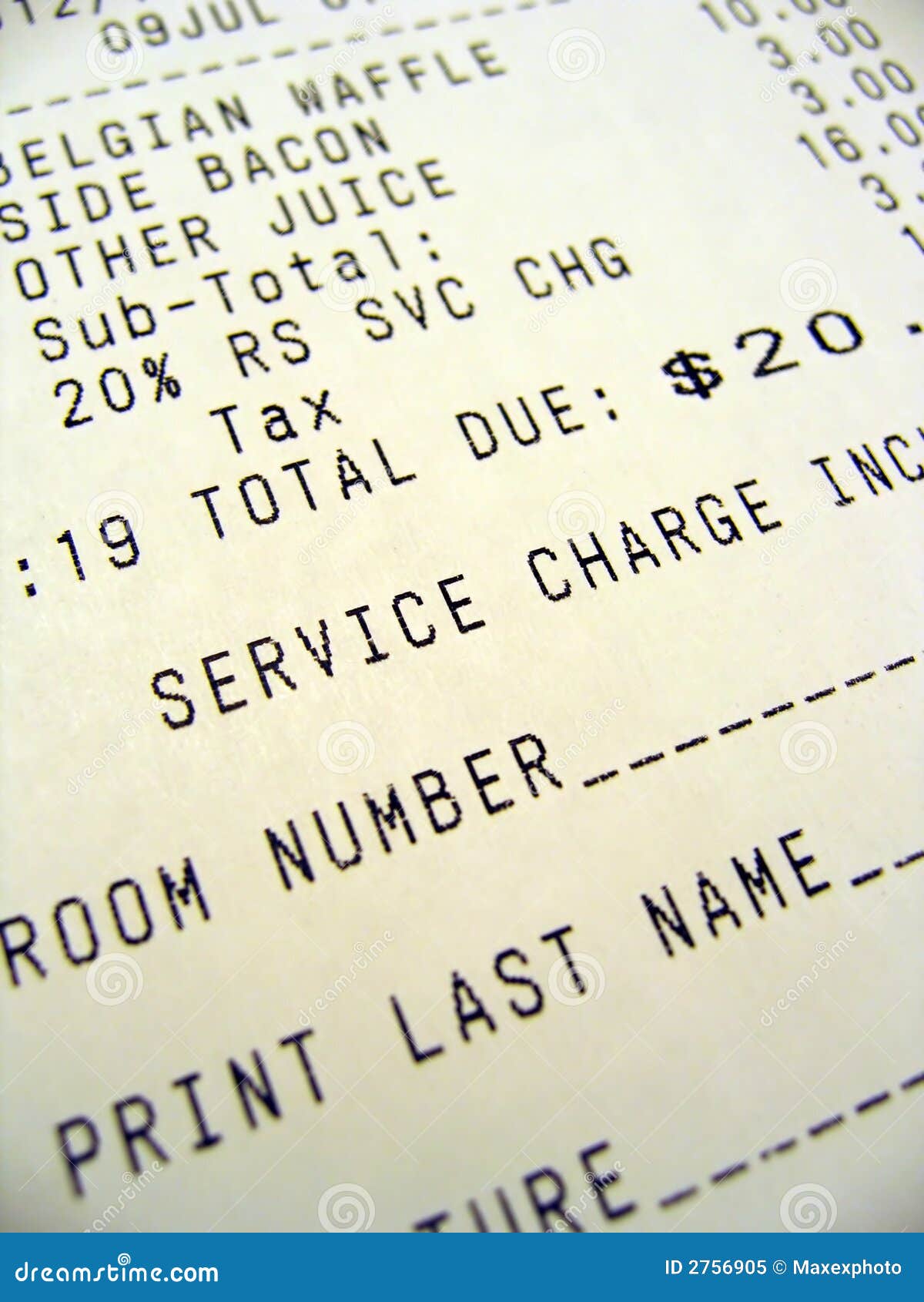 Room Service Bill stock image. Image of business, approve - 2756905