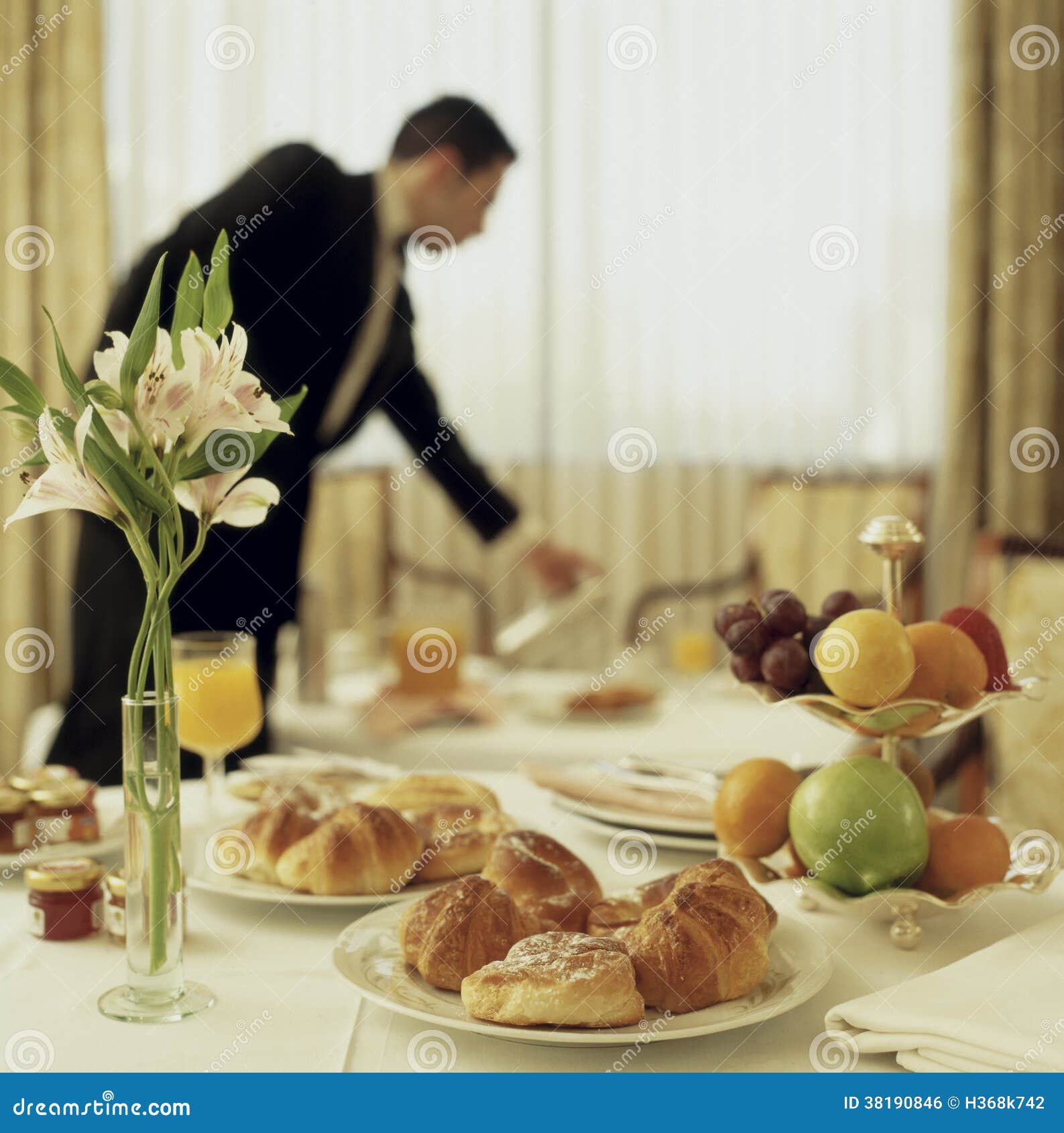 Room Service Continental Breakfast Stock Photo - Image of meal, room ...