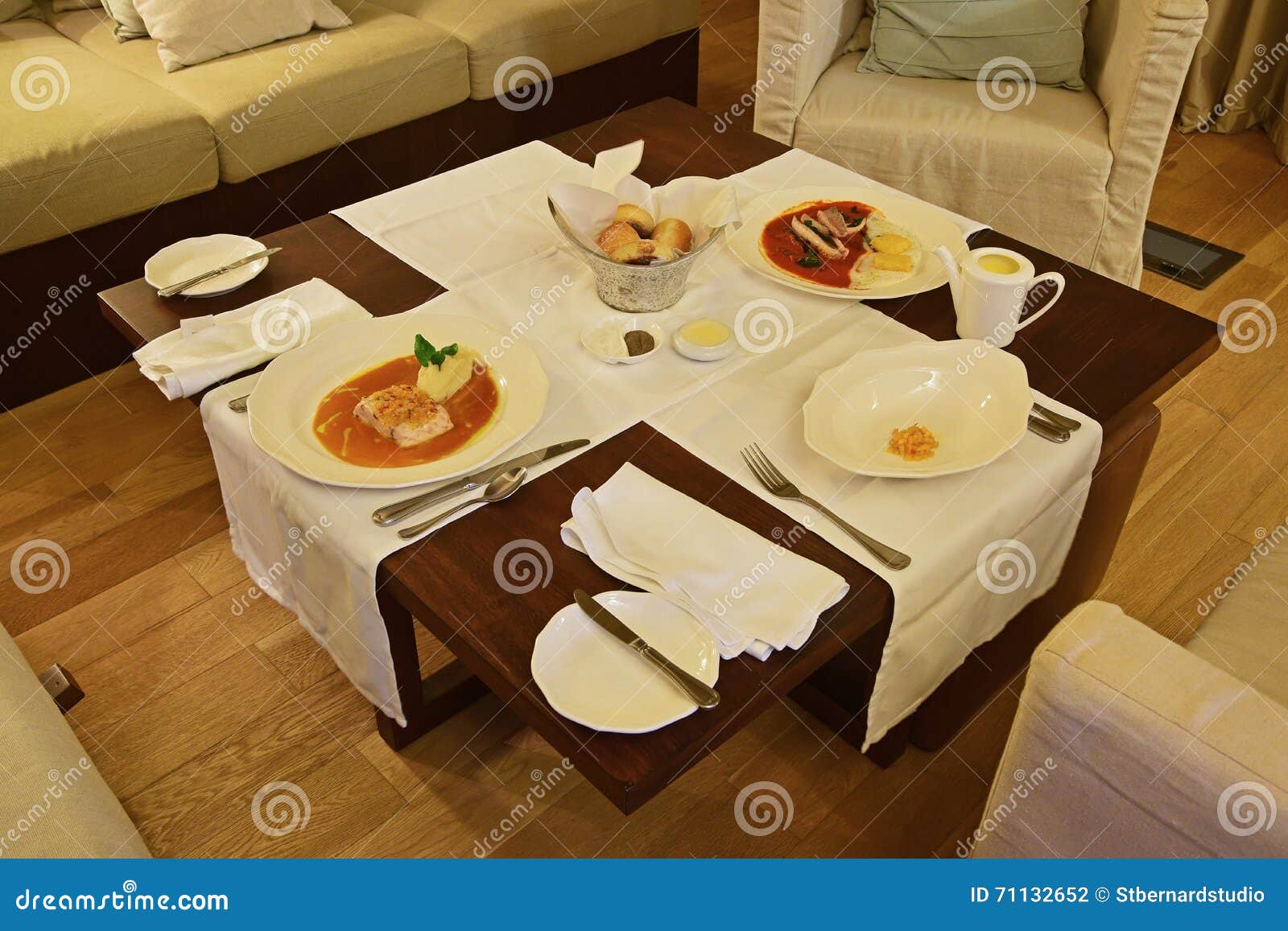 Room Service Dinner in a Hotel Suite Stock Photo - Image of pepper ...