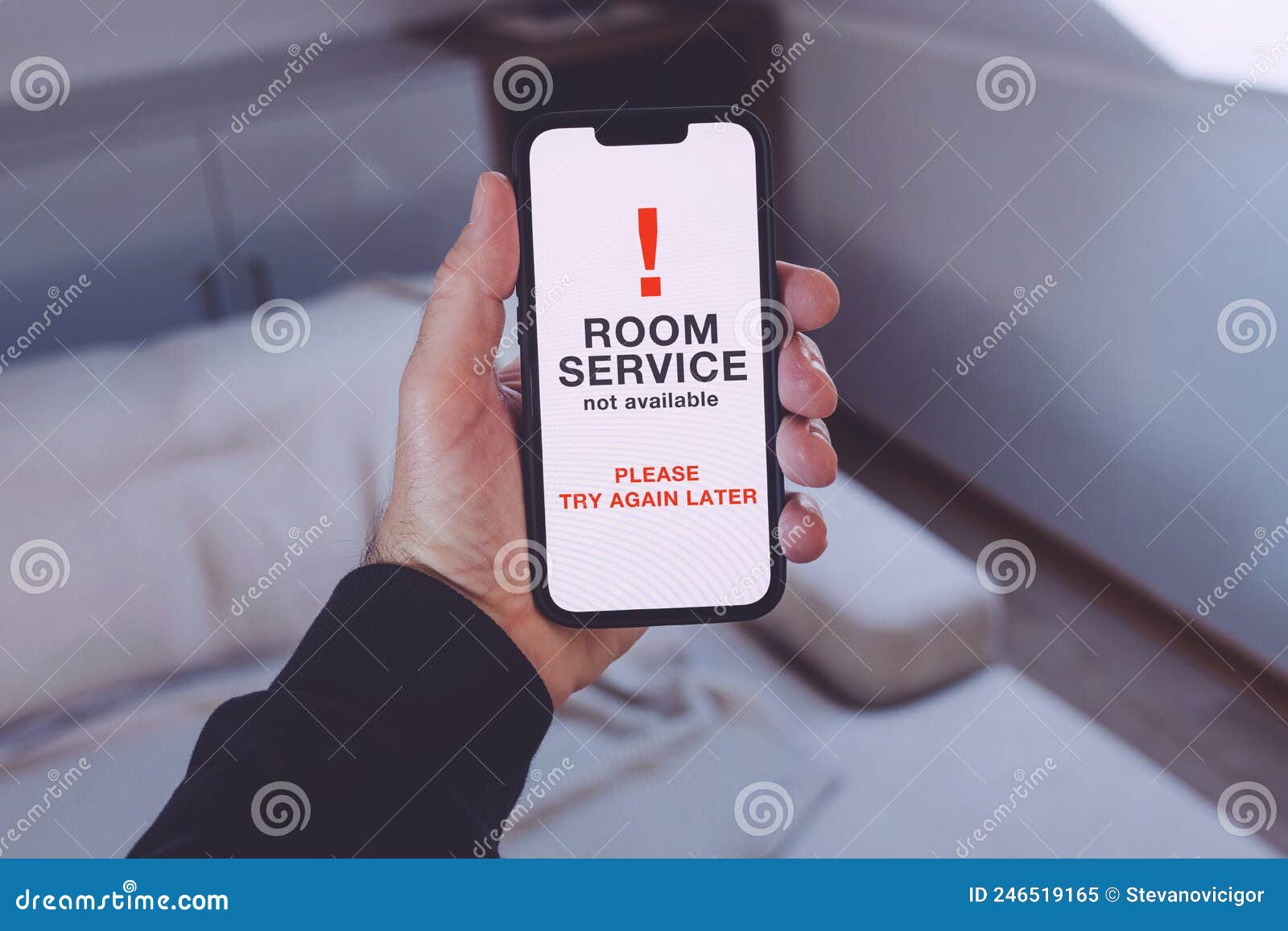 Room Service Not Available Message on Mobile Smartphone Stock Image ...
