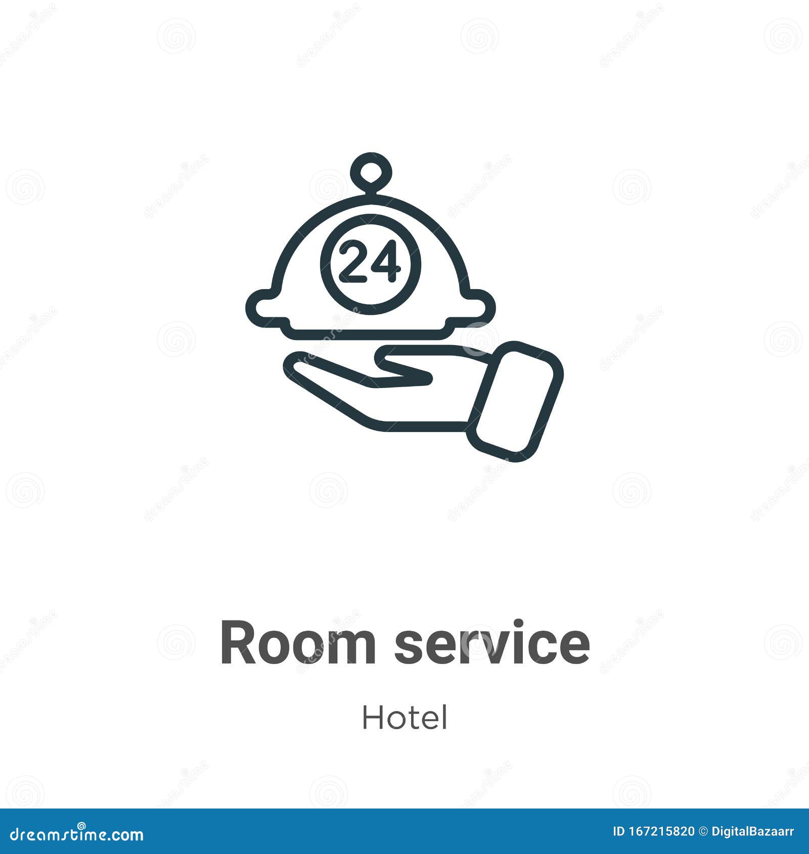 Room Service Outline Vector Icon. Thin Line Black Room Service Icon ...