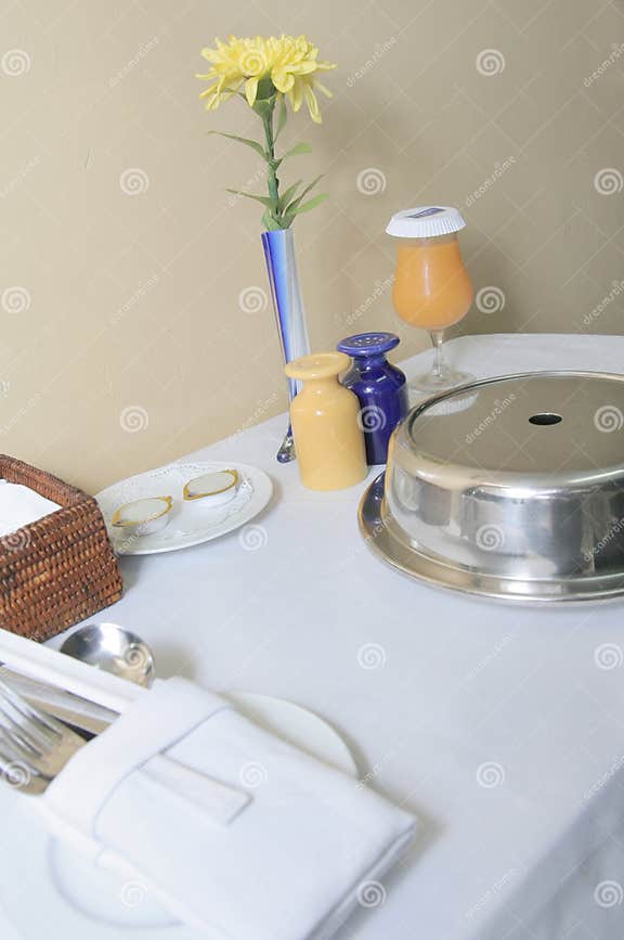 Room Service Table Set Up stock photo. Image of cutleries - 6685914