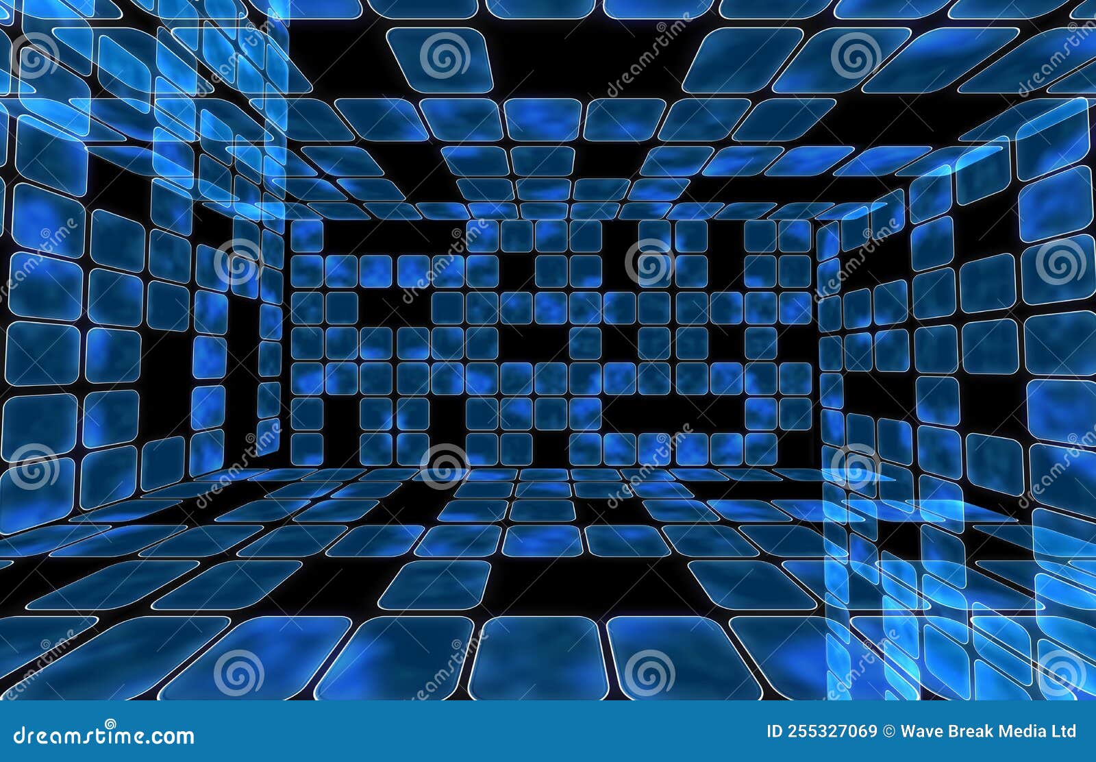 Room of shiny blue squares stock illustration. Illustration of square ...